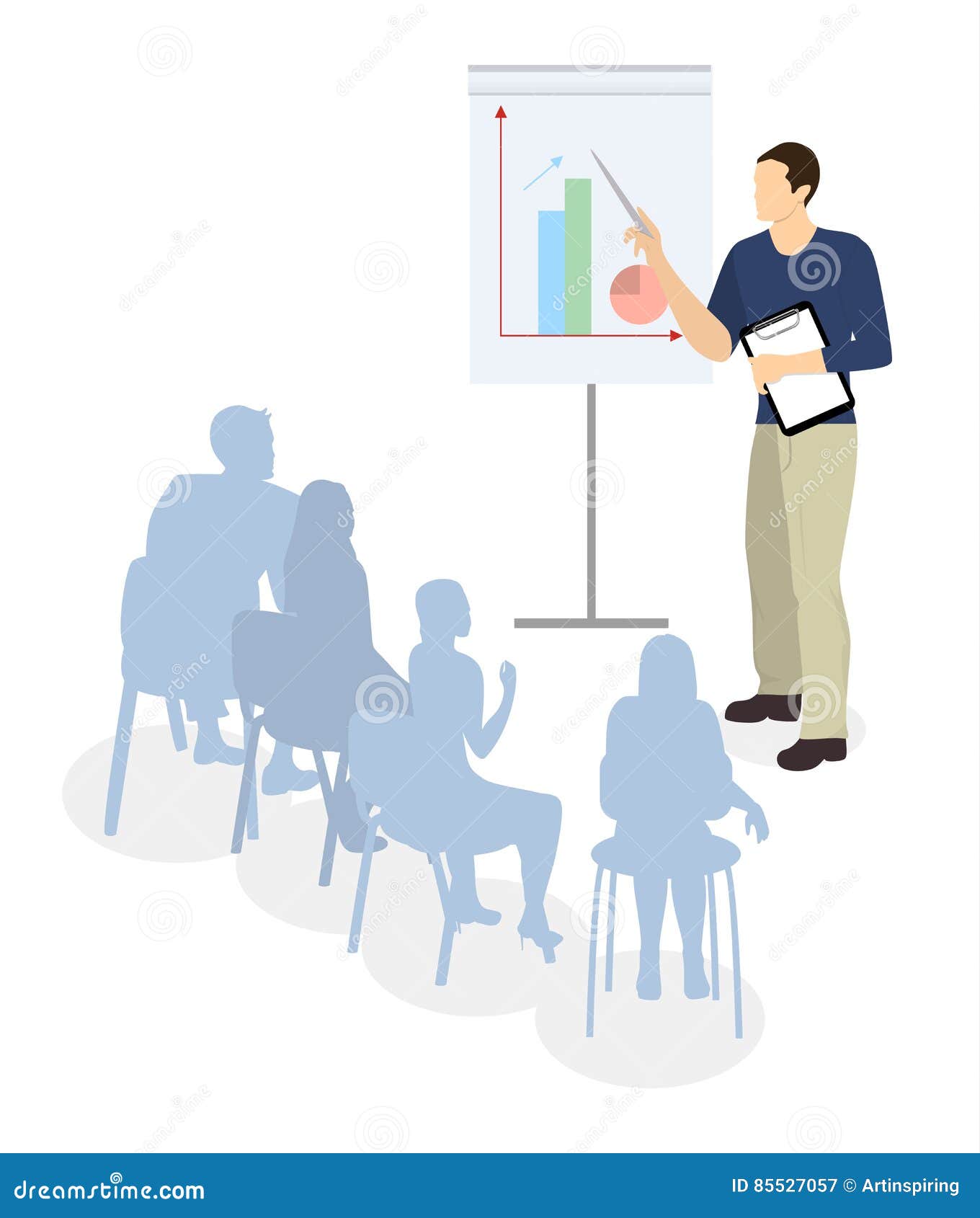 Man with presentation. stock vector. Illustration of audience - 85527057