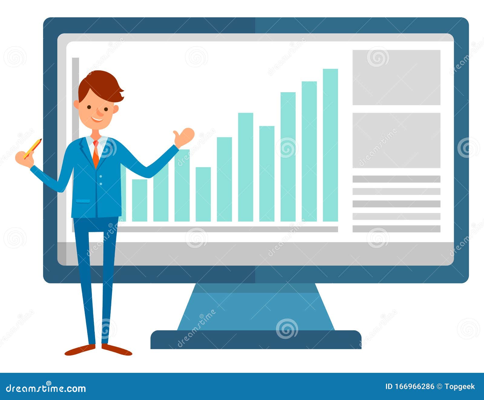 Worker and Monitor of Pc, Rising Graph Vector Stock Vector ...