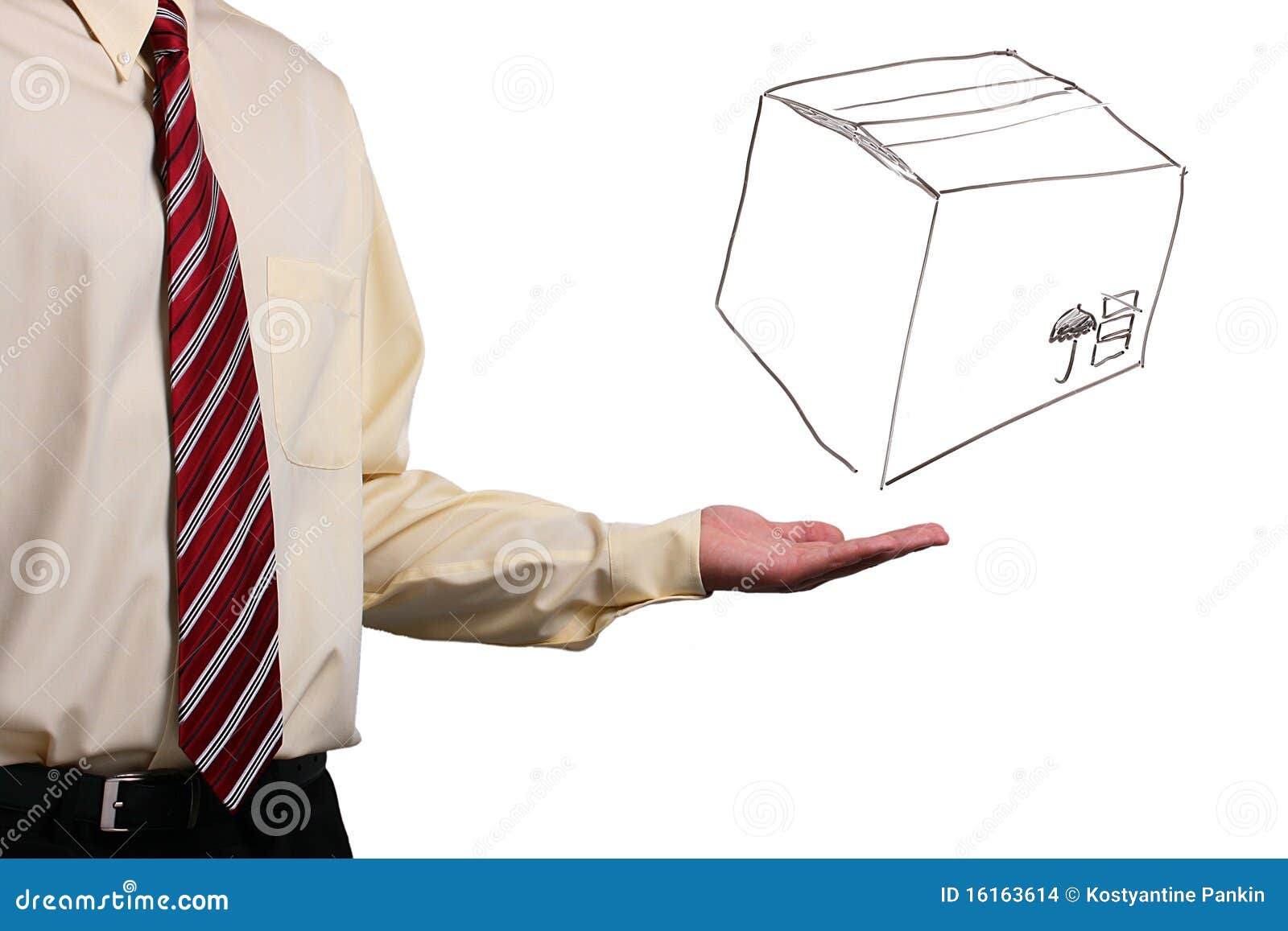 Man presenting a box stock photo. Image of merchandise - 16163614