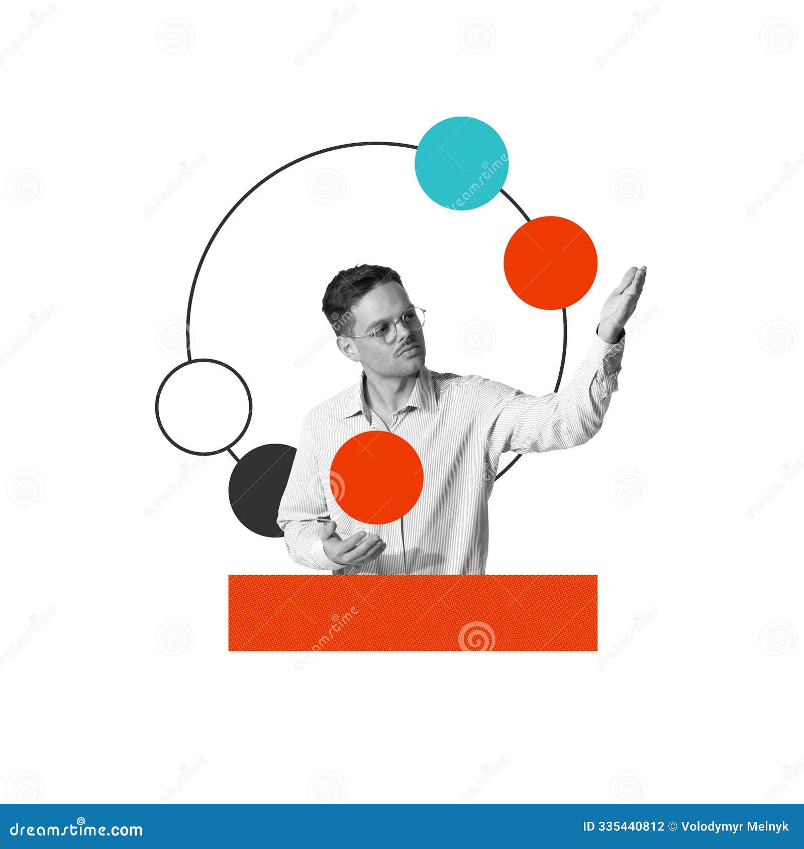 Man Presenting Circular Diagram. Leadership Explaining Strategy Stock ...