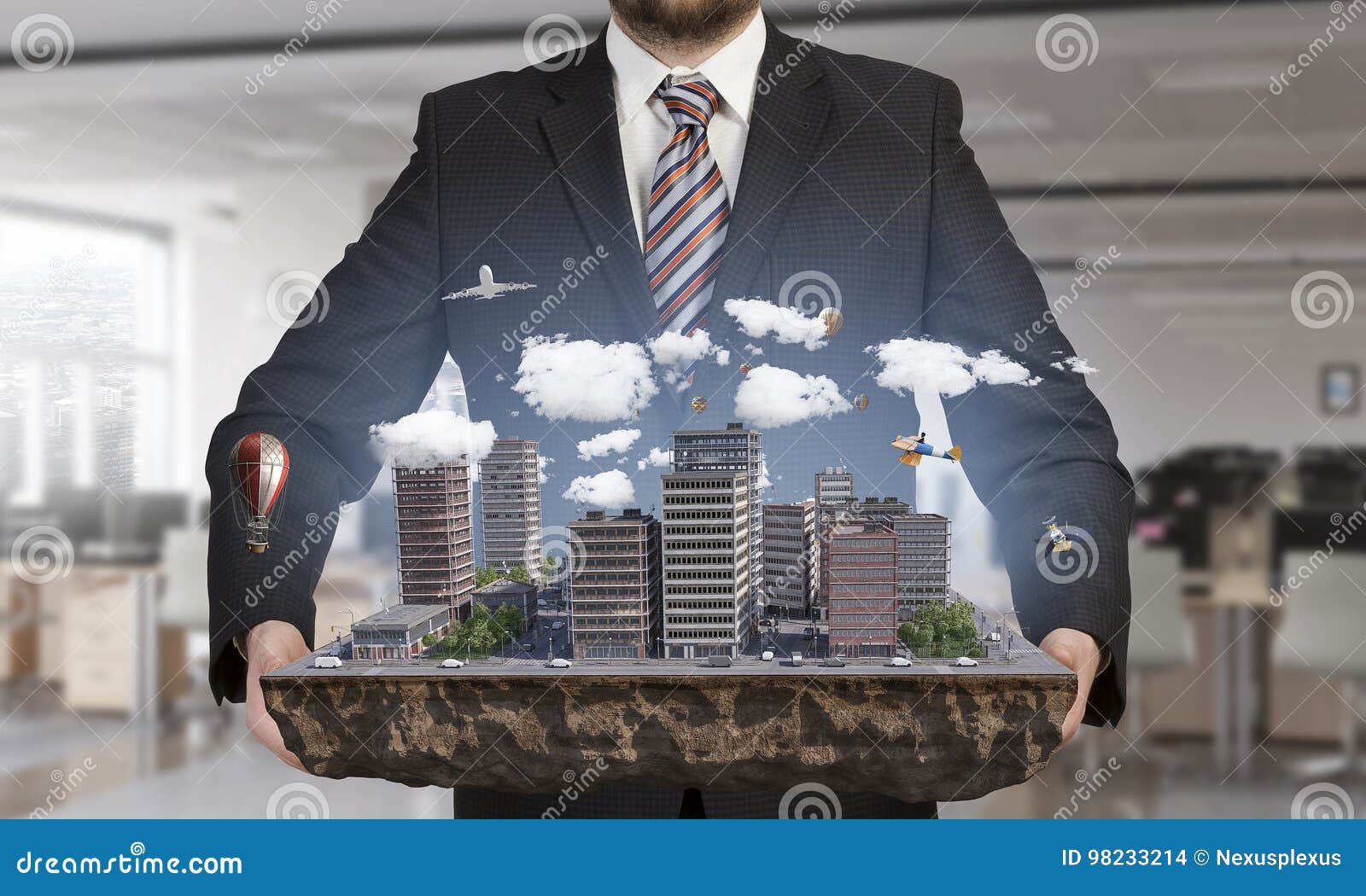 Man Presenting Construction Model. Mixed Media Stock Photo - Image of ...