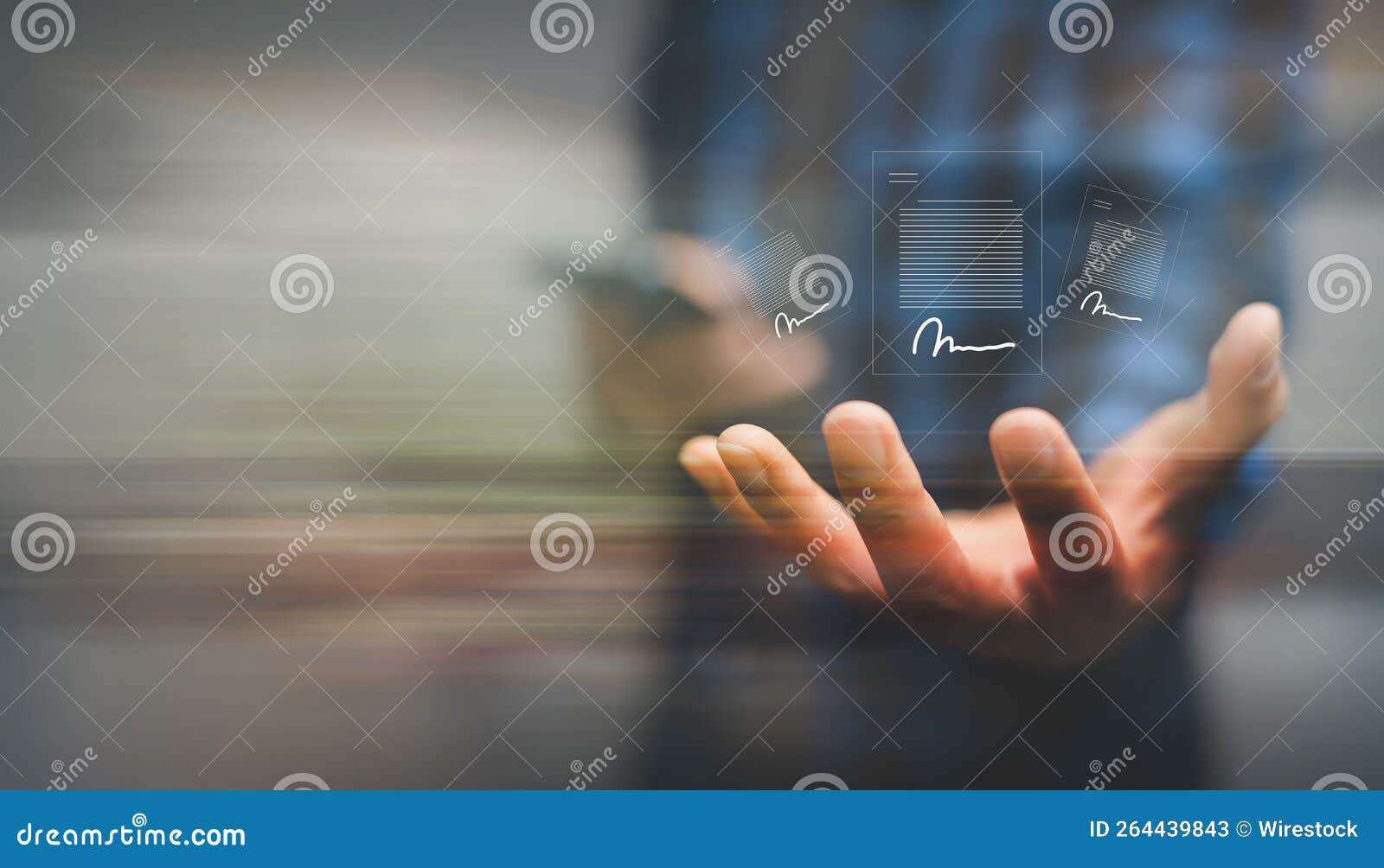 Man Presenting 3D-rendered Signed Documents Icons Above His Palm ...
