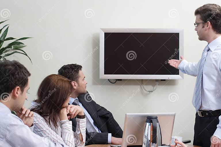 Man Presenting Data on Screen To Group Stock Photo - Image of analysis ...