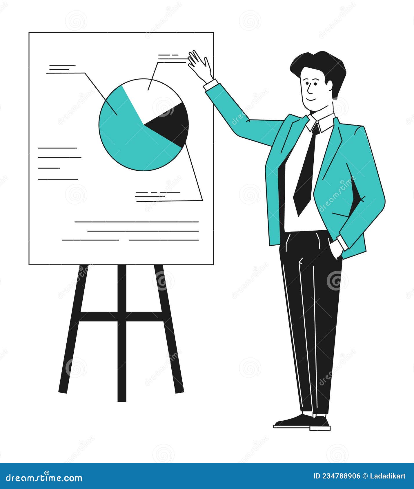 Man Presenting Diagram. Business Man Explaining Chart Stock Vector ...