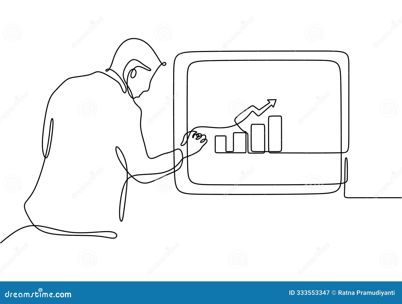 Man Presentation in Continuous Line Drawing. Business and Investment ...