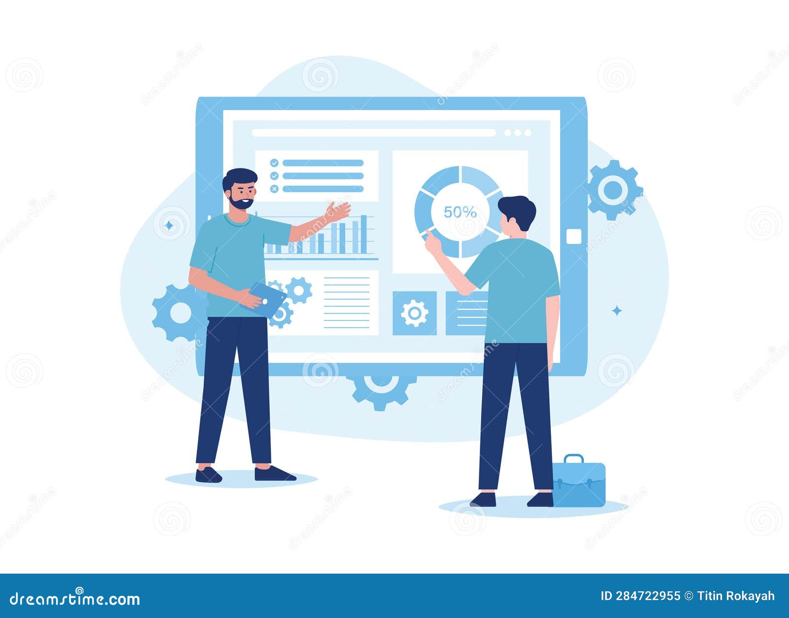A Man Presenting Growth Charts Trending Flat Illustration Stock Vector ...