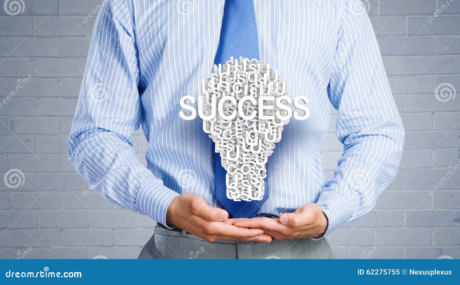 Man presenting idea stock image. Image of bulb, palm - 62275755