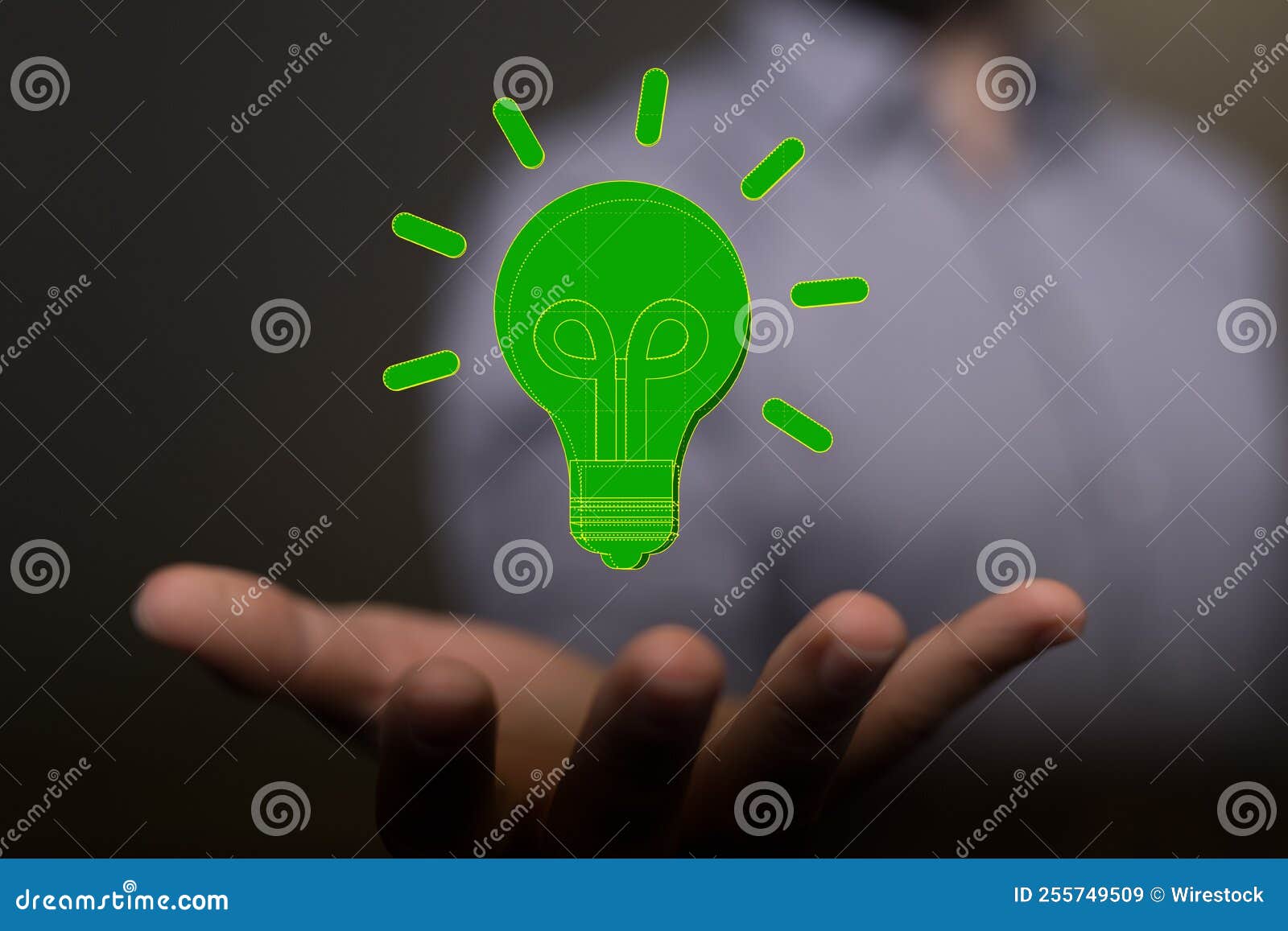 Man Presenting the Illustrated Light Bulb Over His Hand Stock Image ...