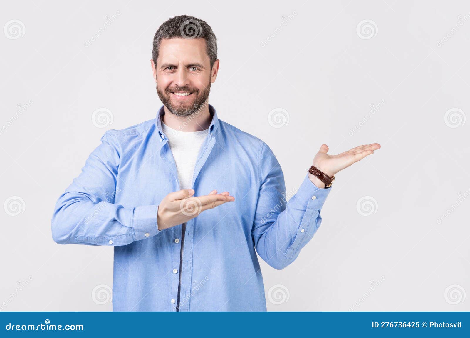 Man Presenting and Offer Advertisement. Man Presenting Advertisement ...