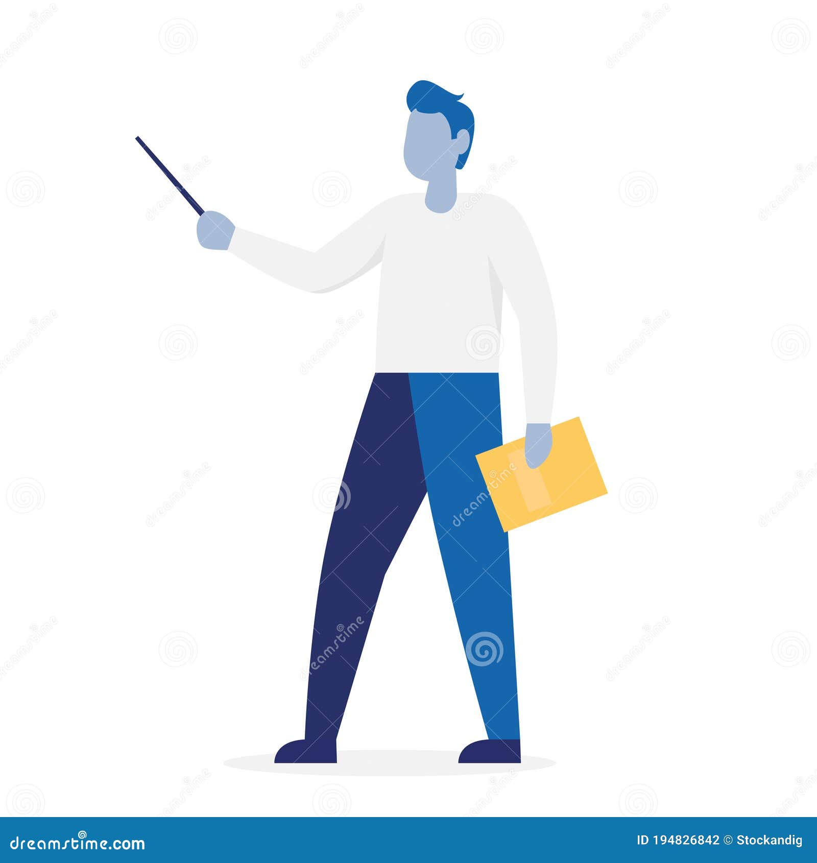 Man Presenting with a Pointer. Colorful Cartoon Vector Illustration ...