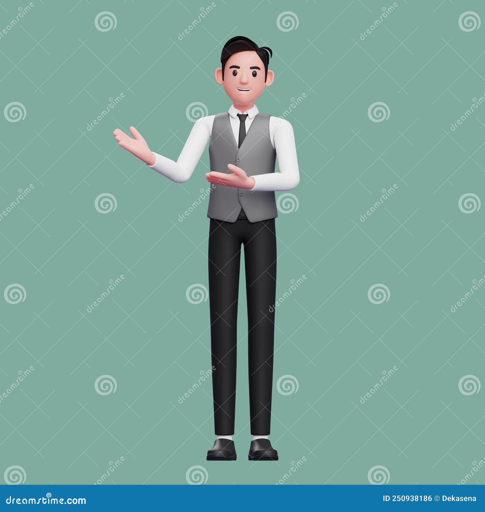 Man Presenting Pose Wearing Office Vest, Stock Illustration ...