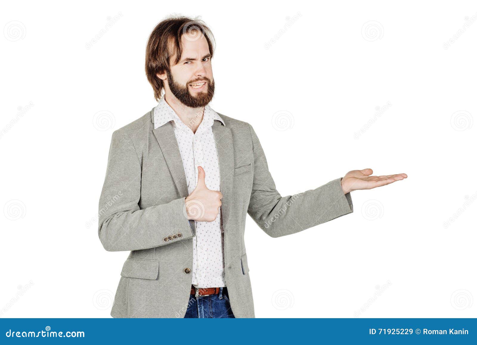 Man Presenting or Showing Something Your Text or Product. Human Stock ...