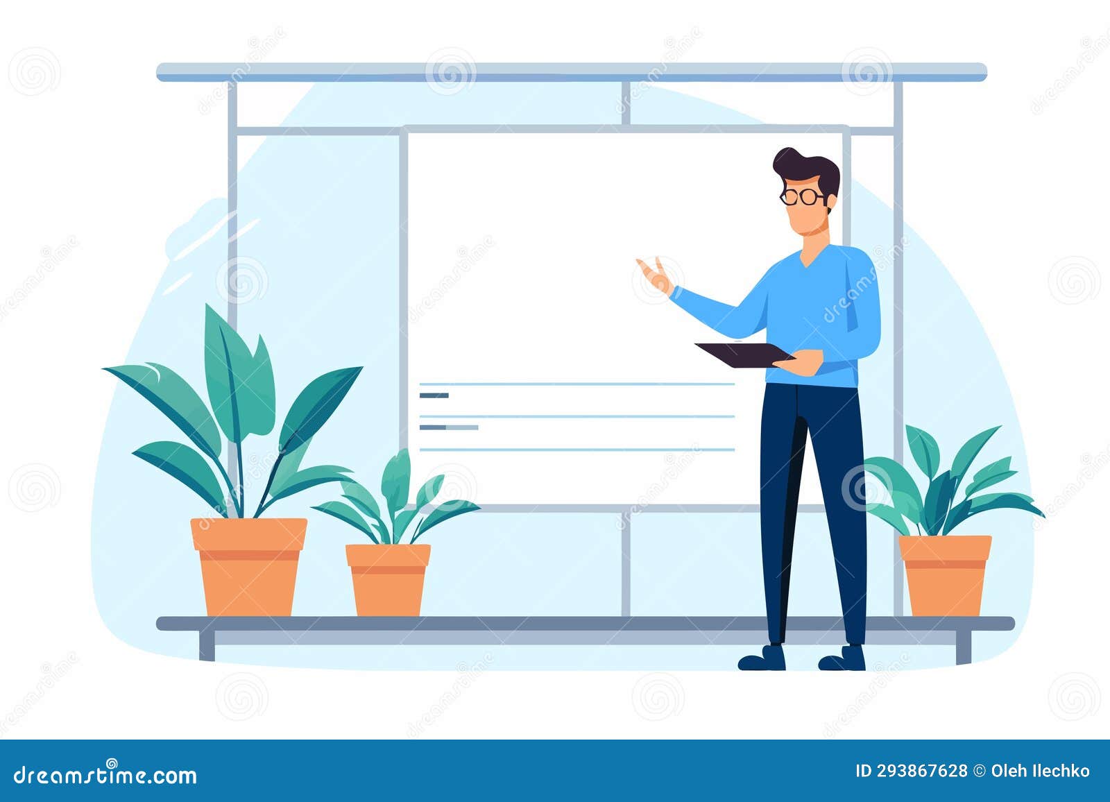 Man Presenting Slides Vector Flat Minimalistic Isolated Illustration ...