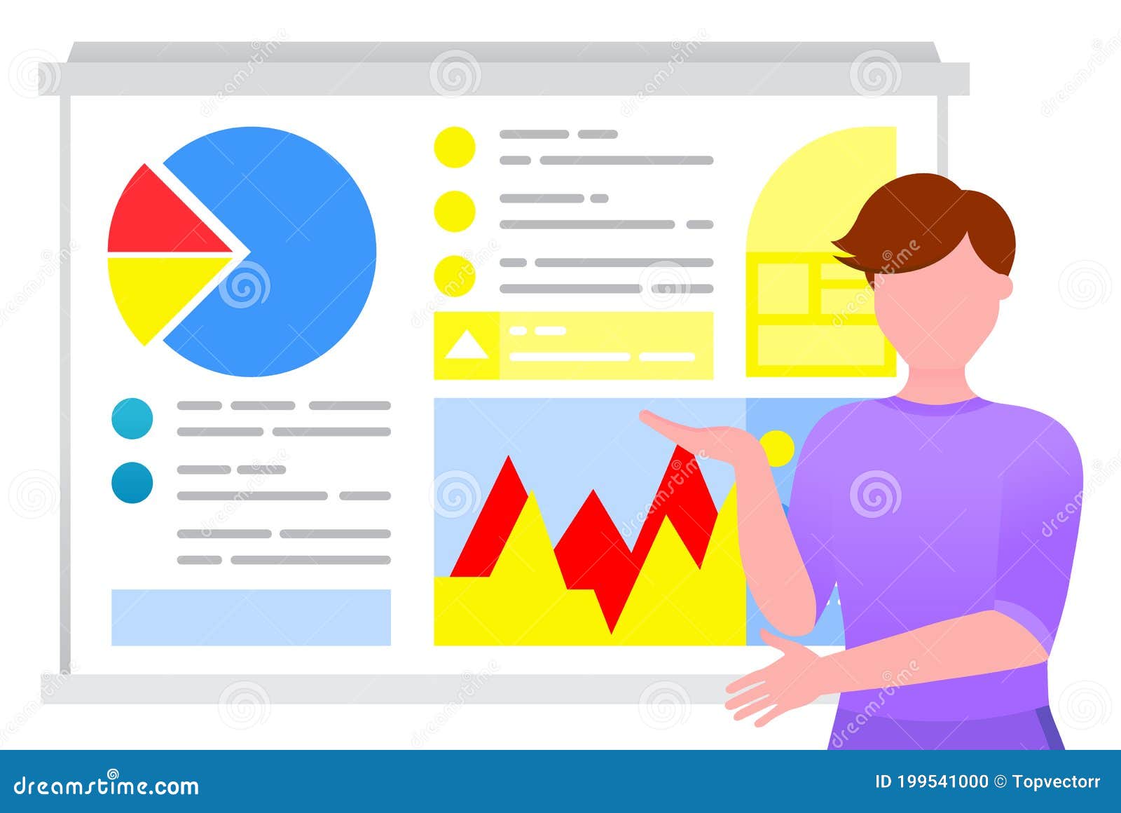 Man Presenting Startup Analytics Data on Board Stock Vector ...