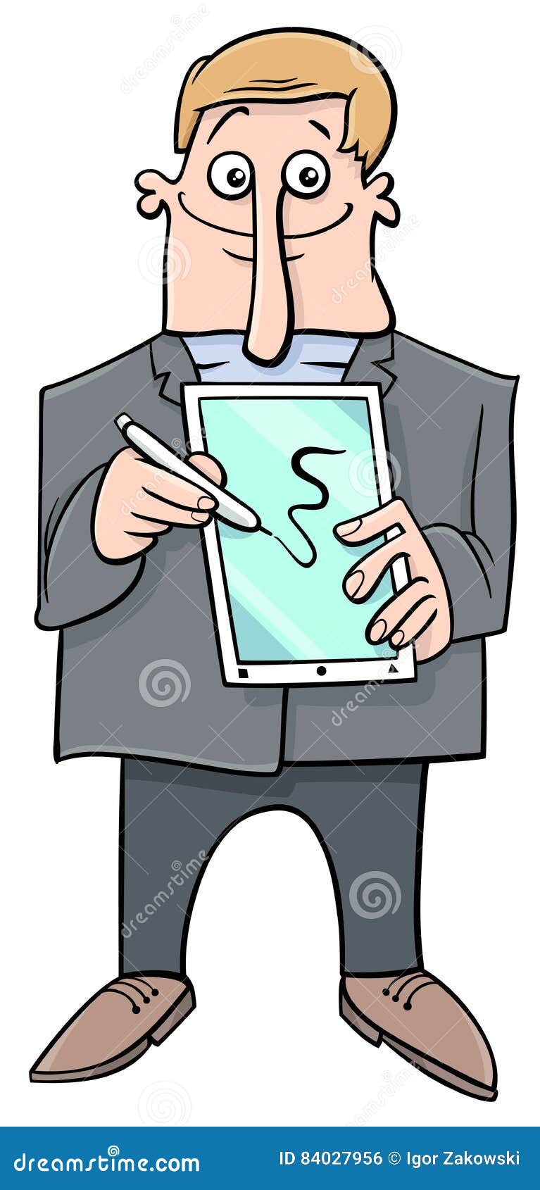 Man presenting tablet pc stock vector. Illustration of business - 84027956