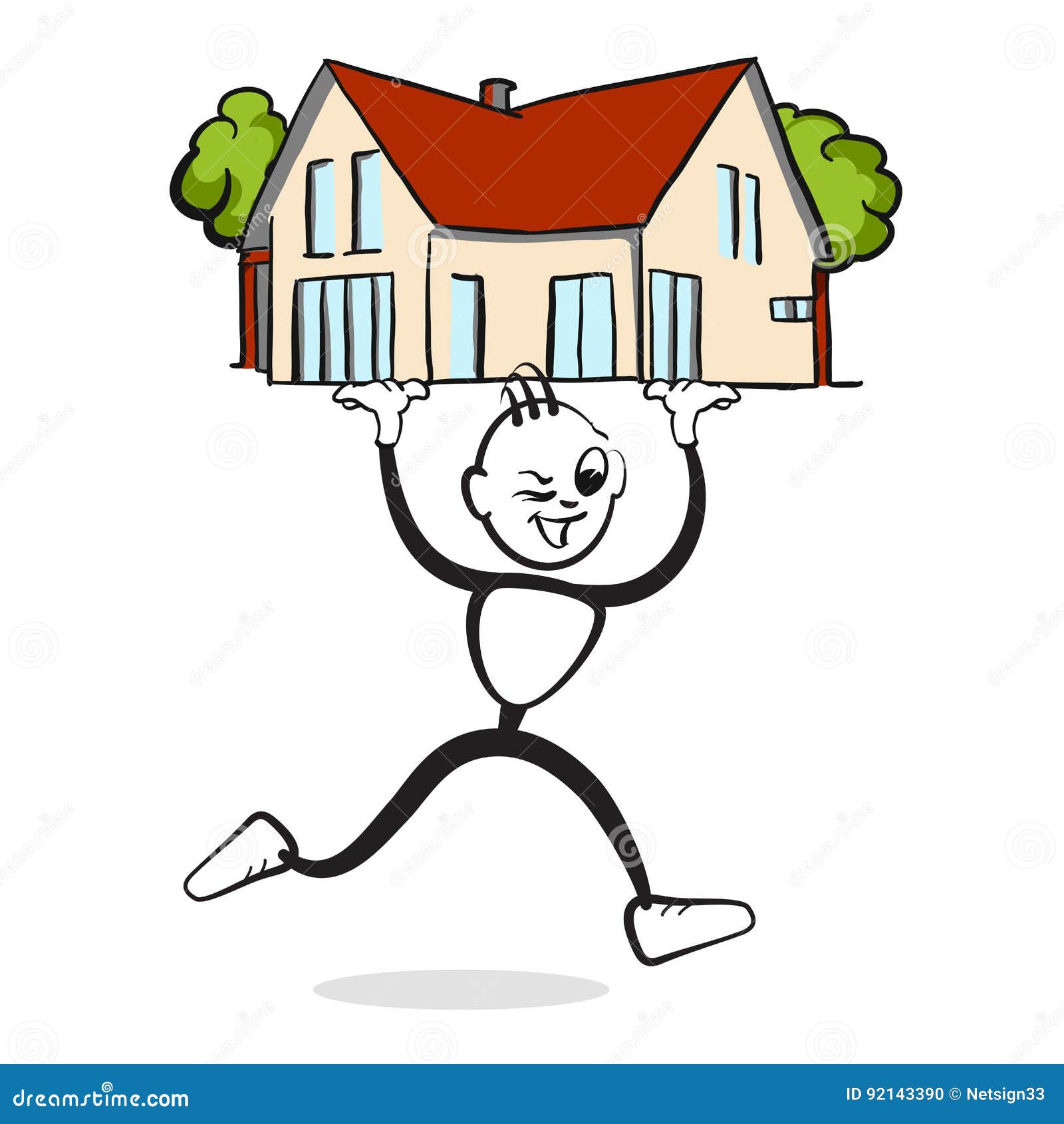 Man Presents House Stickman Emotion Stock Vector - Illustration of ...