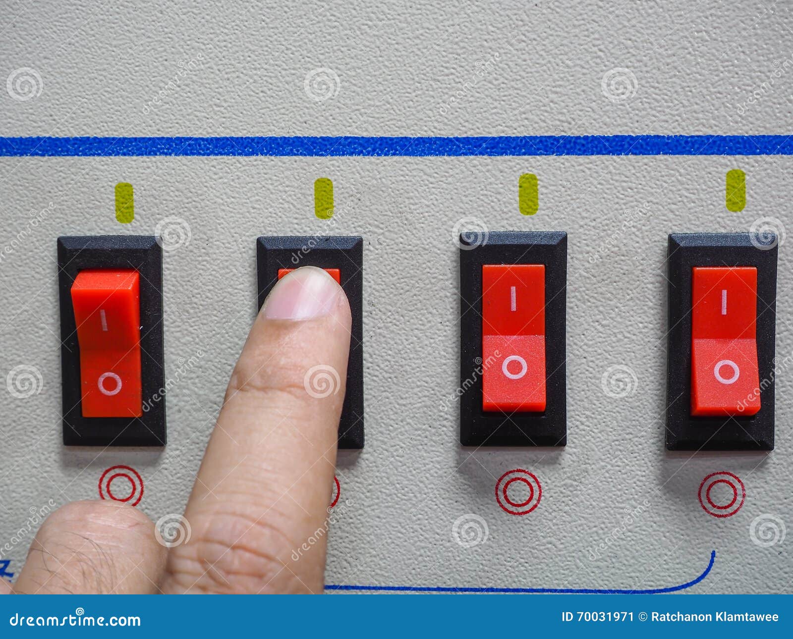 The Man Press the Button of Machine. Stock Image - Image of canvas ...
