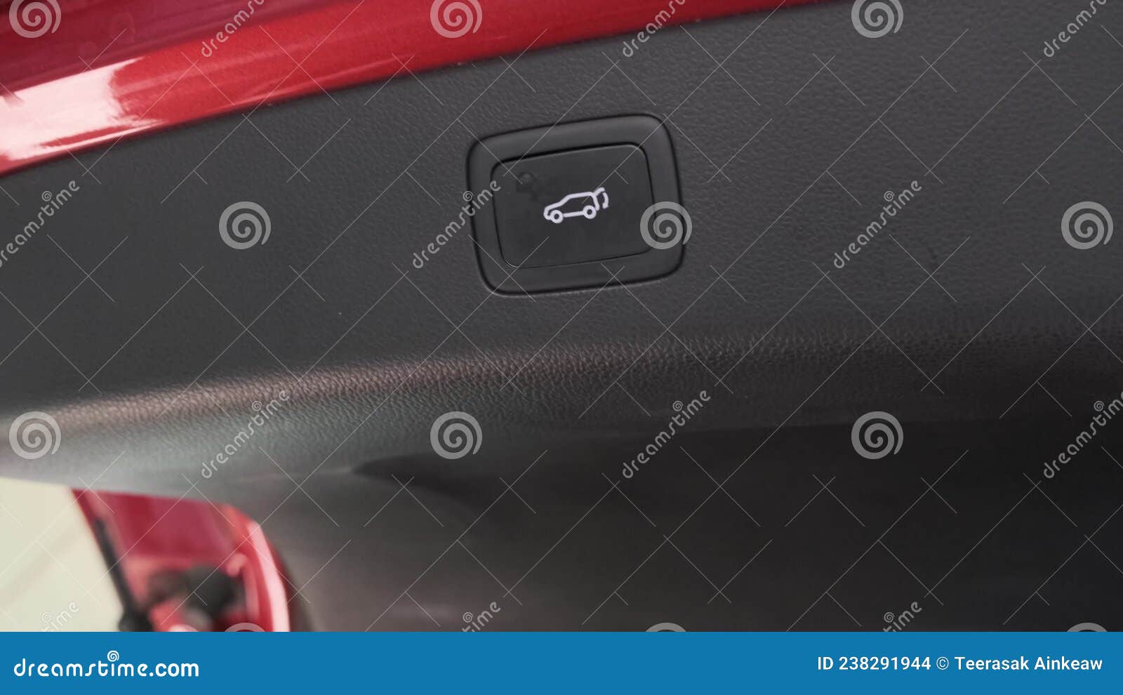 Man Presses Car Trunk Electric Lock Button To Close Boot Lid in Modern ...