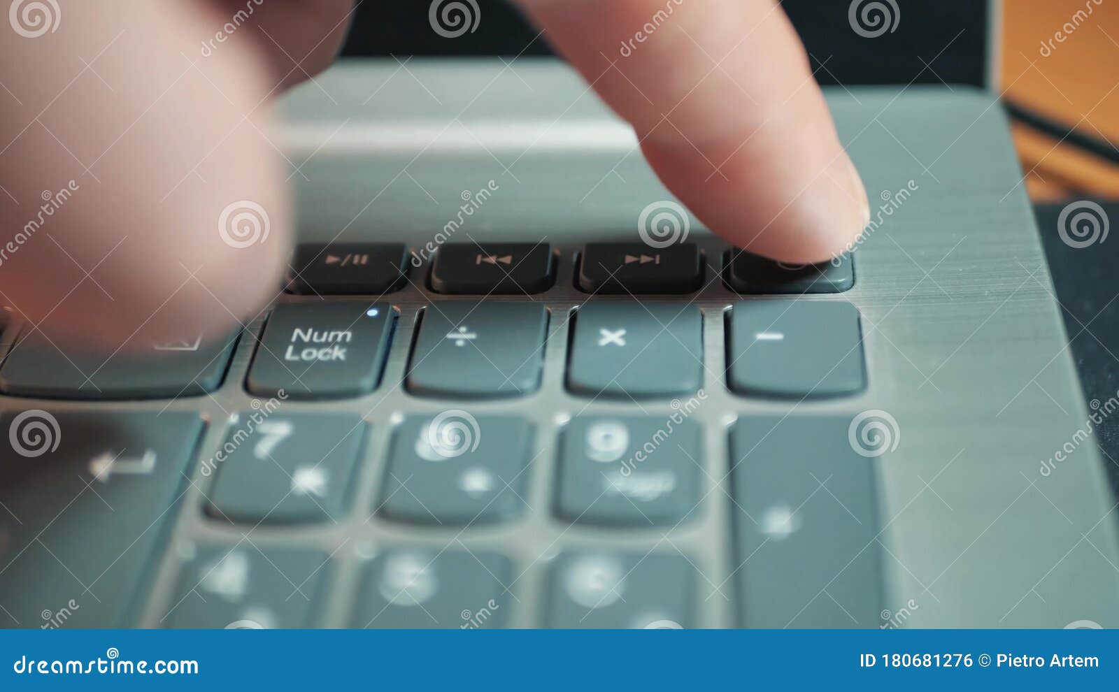 A Man Presses the Computer`s Power Button and the Computer Starts ...