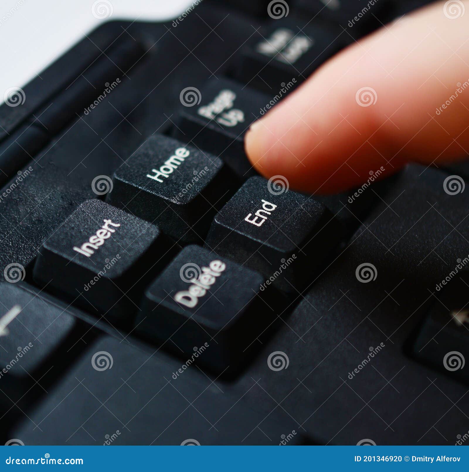 A Man Presses the END Button on a Black Keyboard. Concept Completion of ...