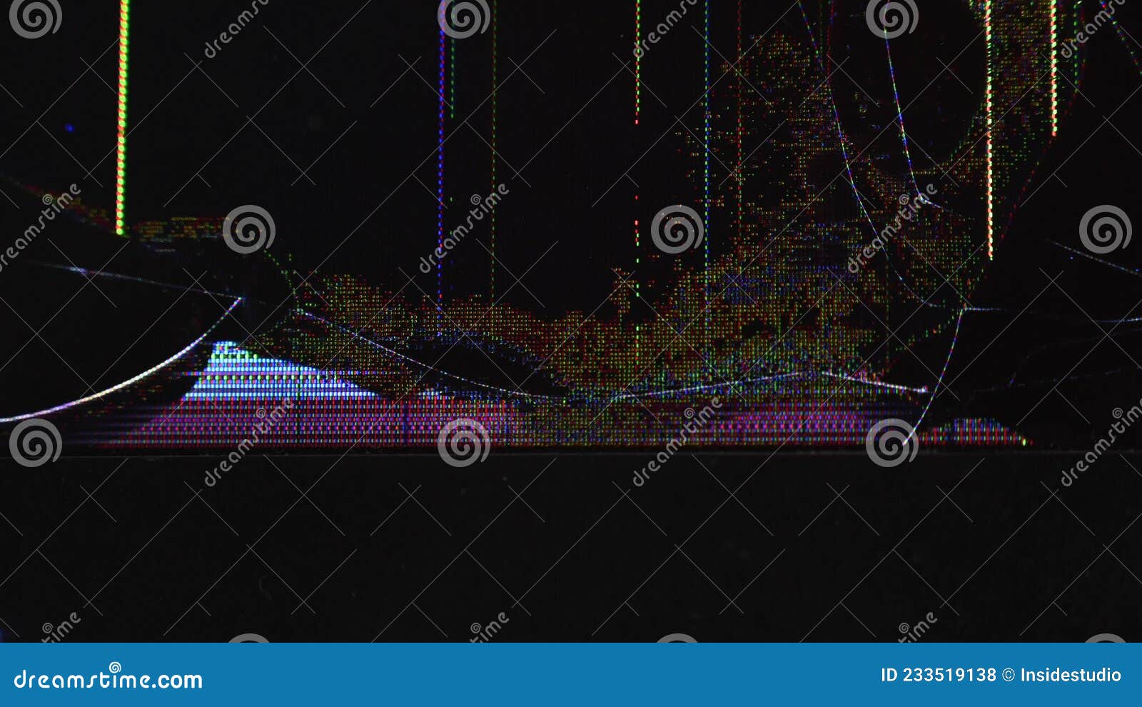 A Man Presses His Finger on a Broken TV or Computer Screen. Stock ...