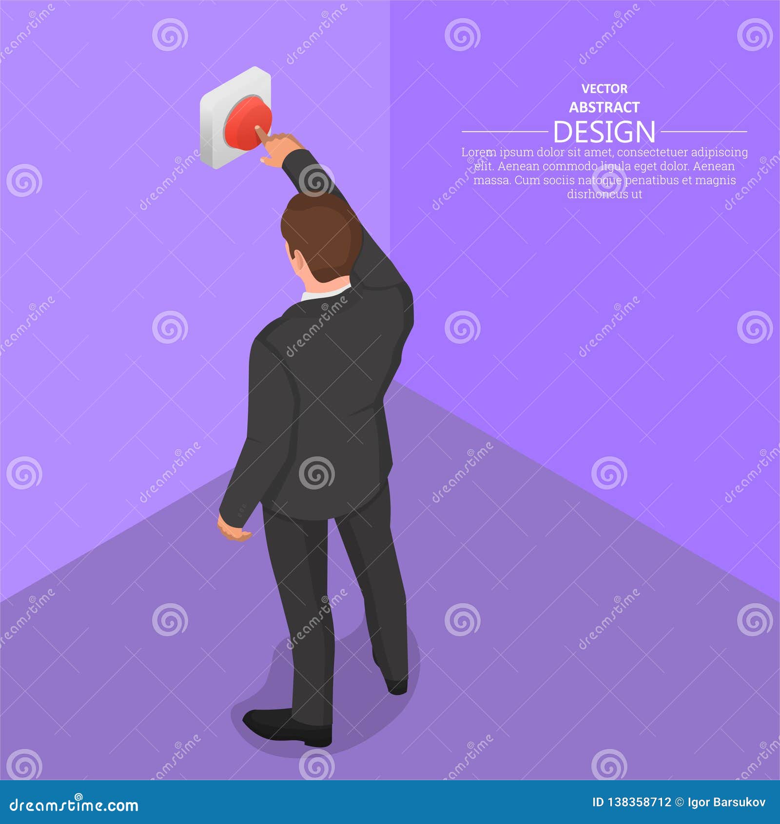 The Man Presses the Red Button Stock Vector - Illustration of power ...