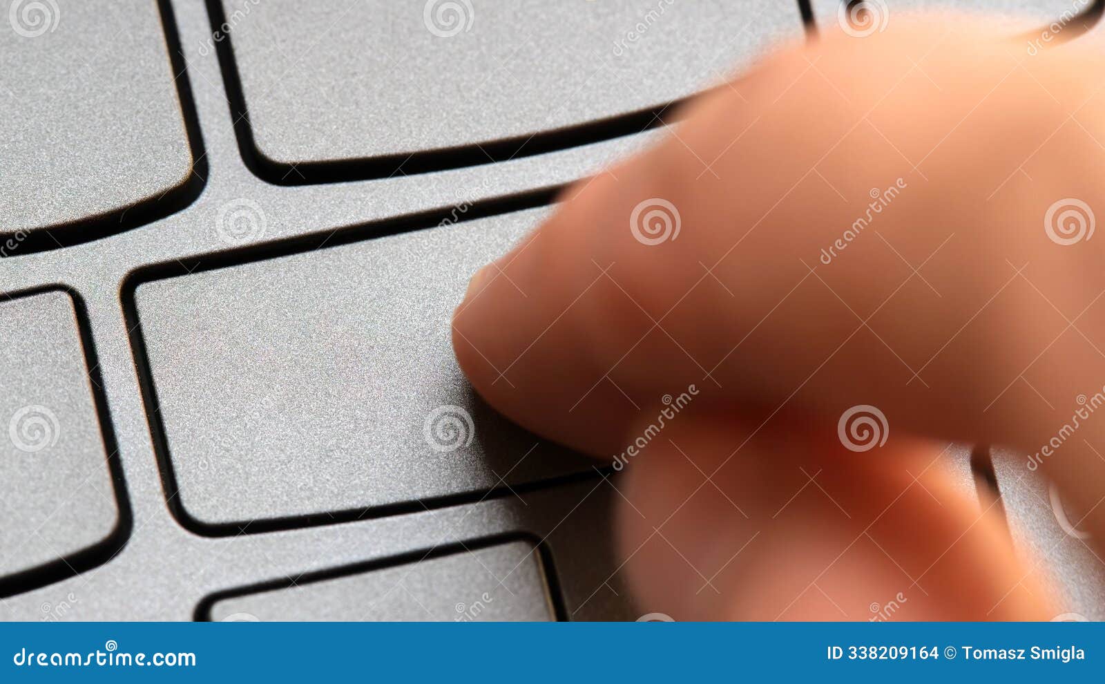 Man Pressing a Blank Key on a Modern Laptop Keyboard, One Person ...