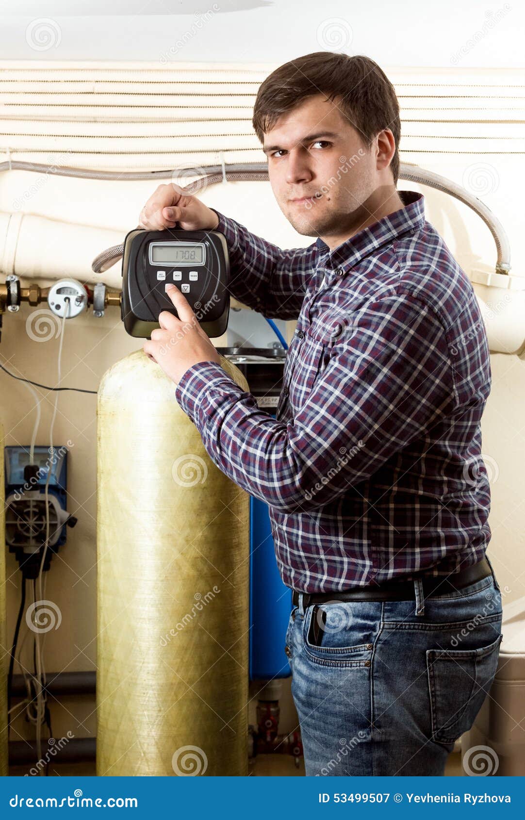 Man Pressing Button on Industrial Equipment Control Panel Stock Image ...