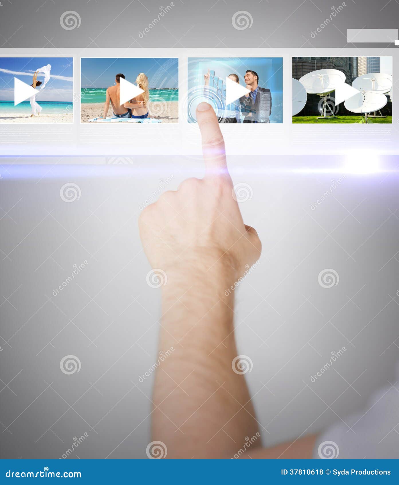 Man Pressing Button on Virtual Screen Stock Photo - Image of smart ...