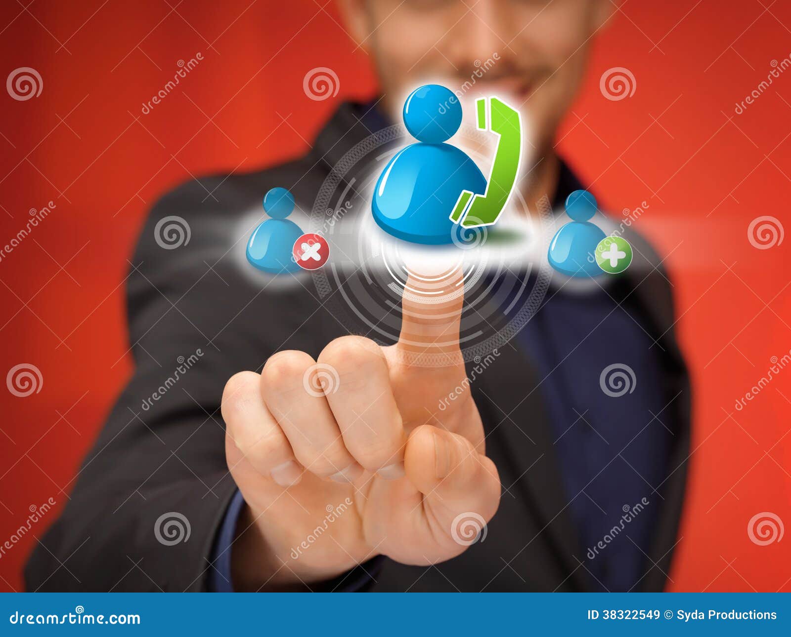 Man pressing contact icon stock image. Image of hand - 38322549