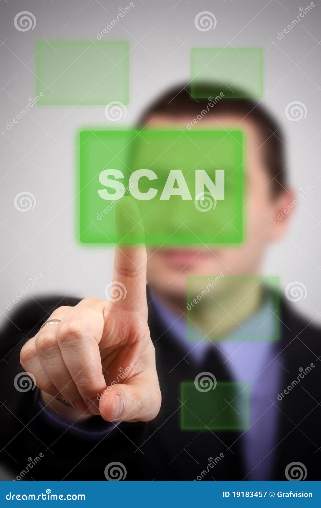 Man Pressing a Digital Button Stock Image - Image of connection, enter ...