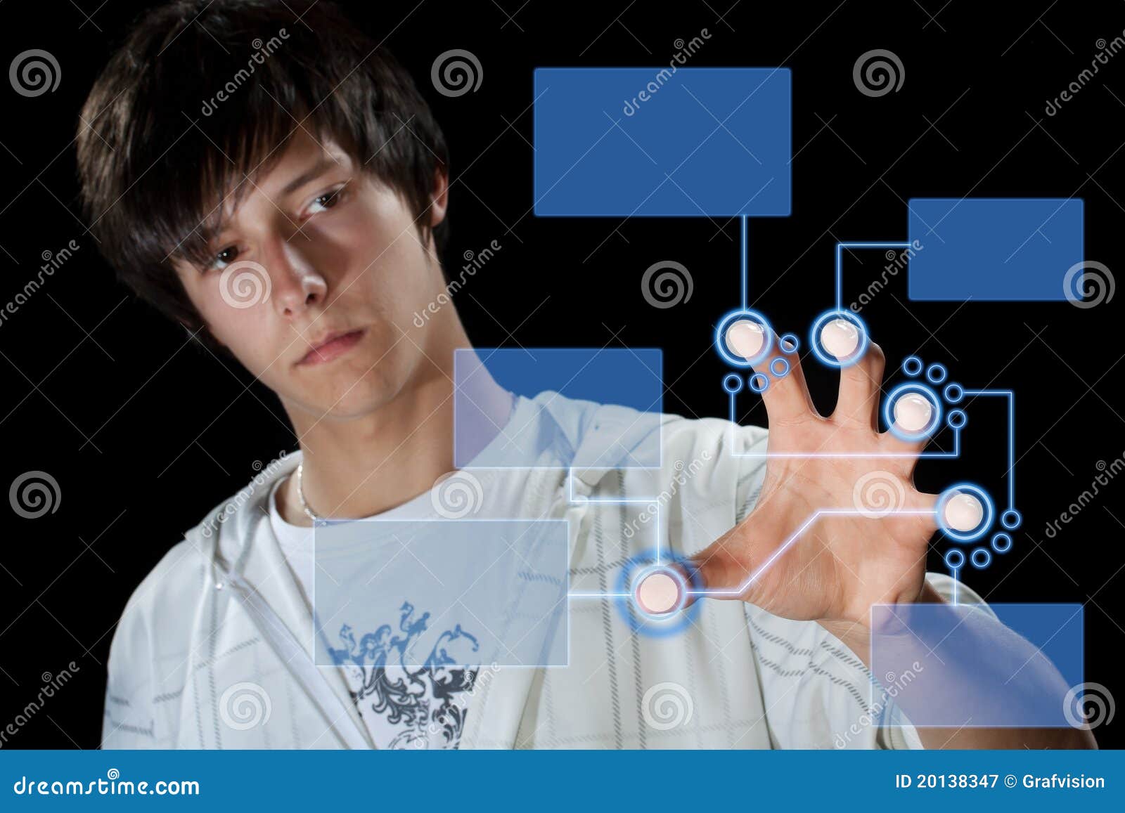 Man Pressing Digital Button Stock Image - Image of choice, navigation ...