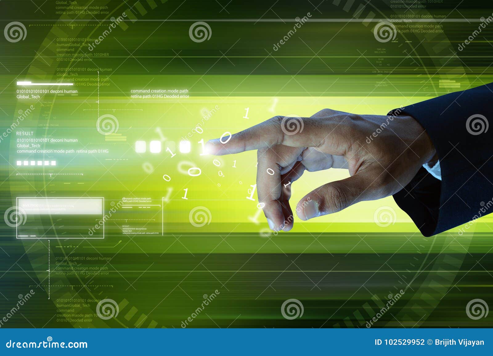 Man Pressing on Digital Buttons Stock Illustration - Illustration of ...