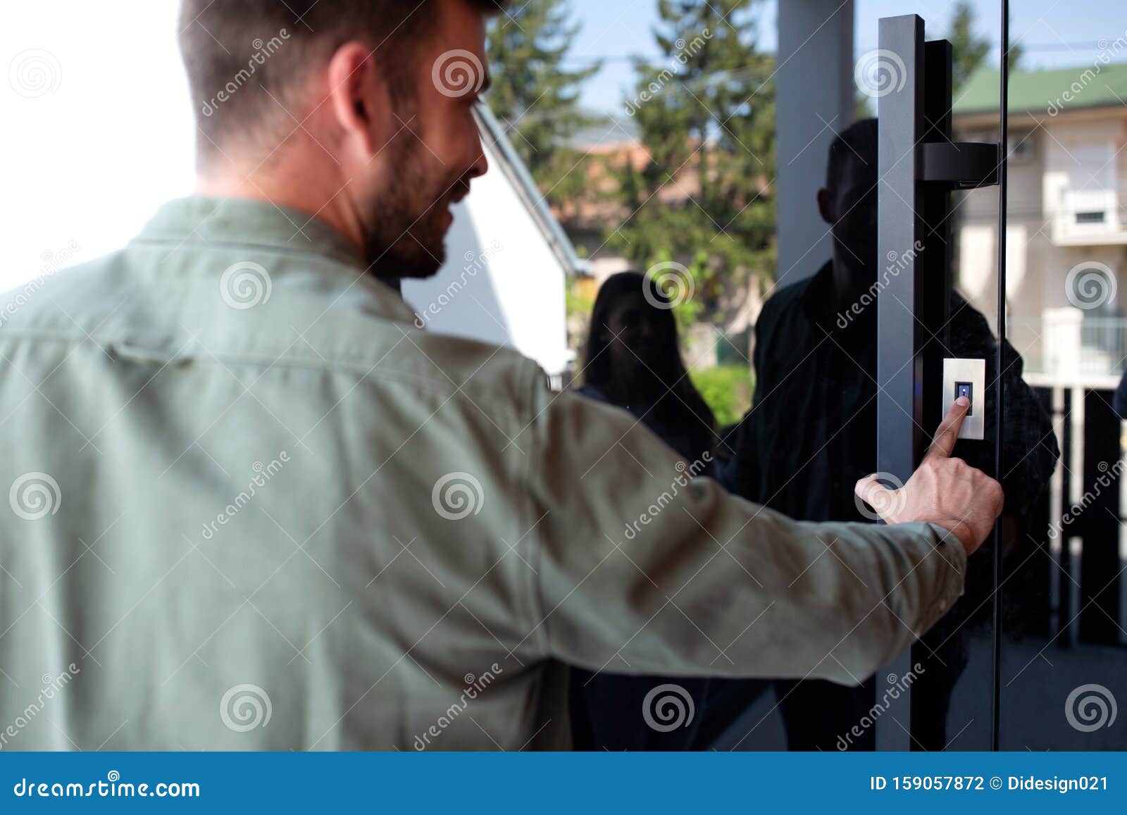 Man Pressing the Ringing Bell Button Stock Photo - Image of decoration ...