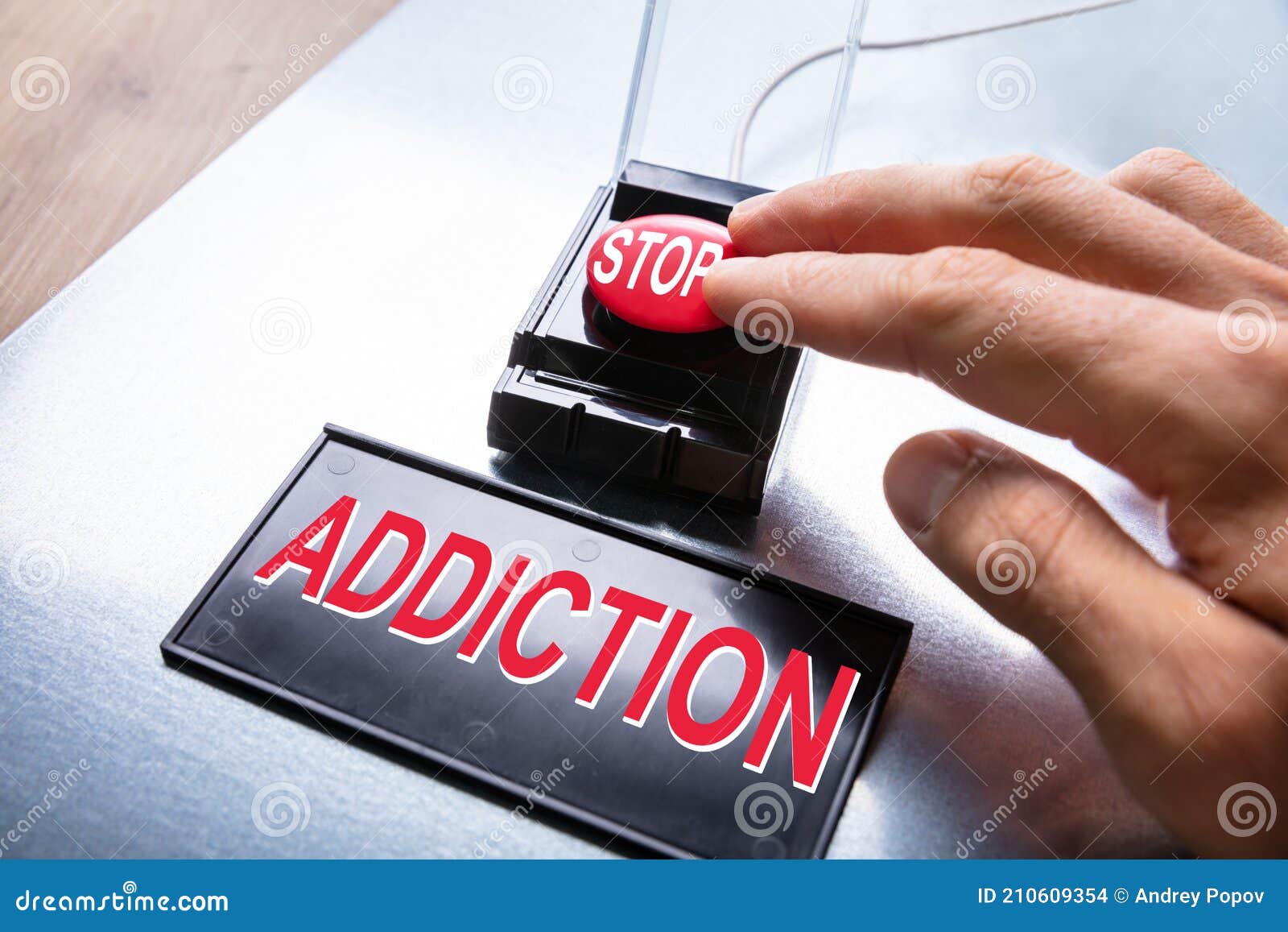 Man Pressing Stop Addiction Button Stock Photo - Image of button ...
