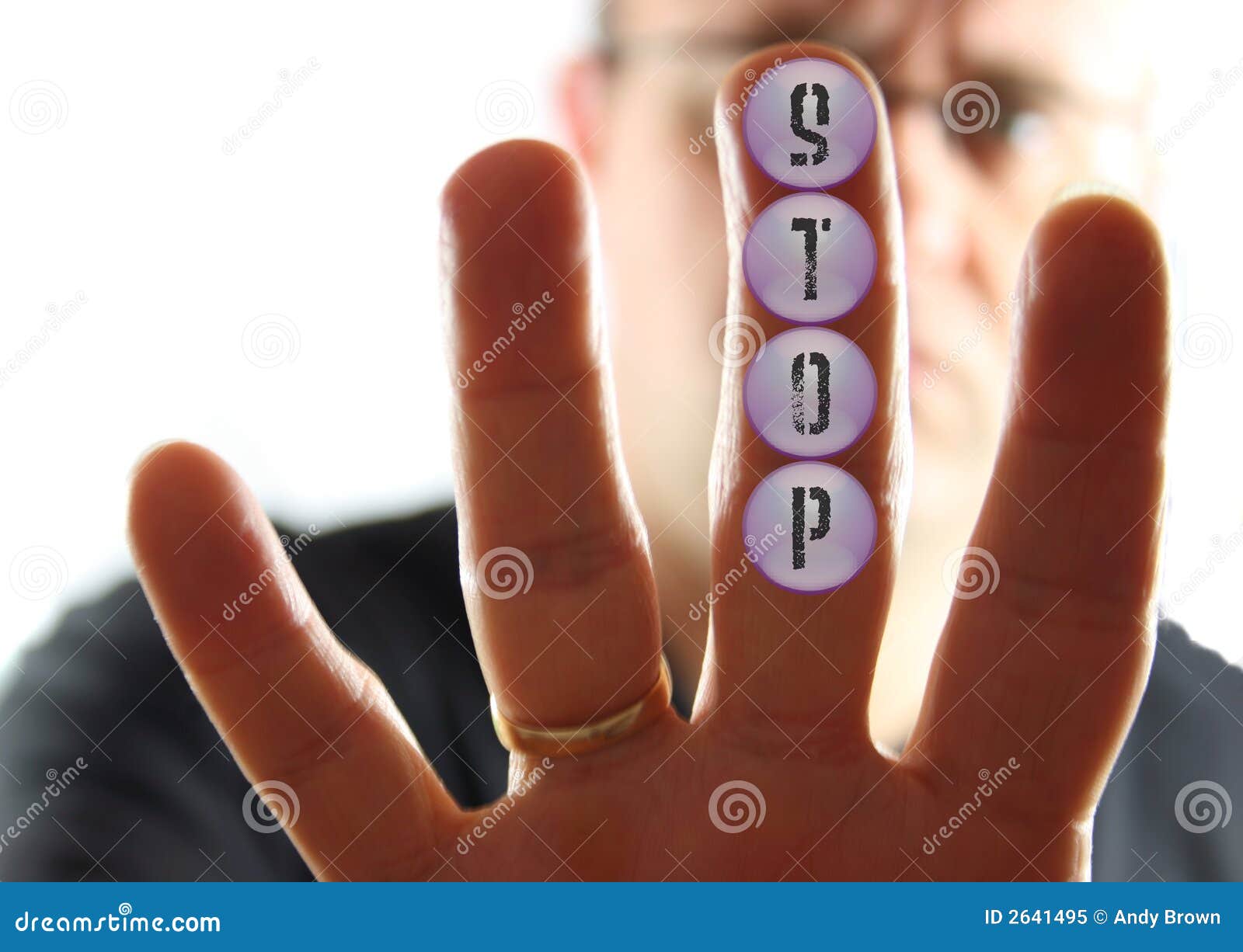 Man Pressing Stop Buttons stock image. Image of work, hand - 2641495