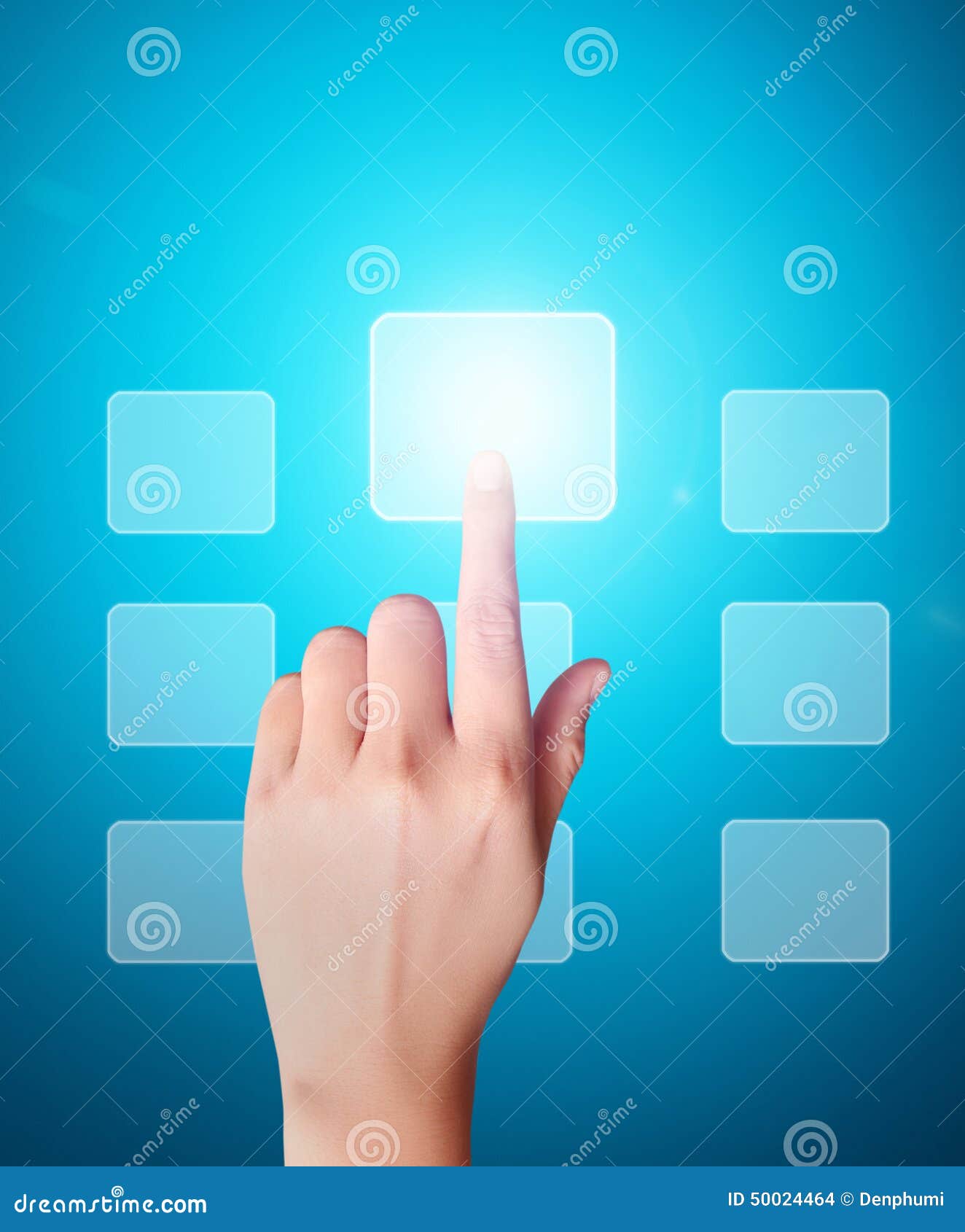 Man Pressing a Touchscreen Button Stock Illustration - Illustration of ...