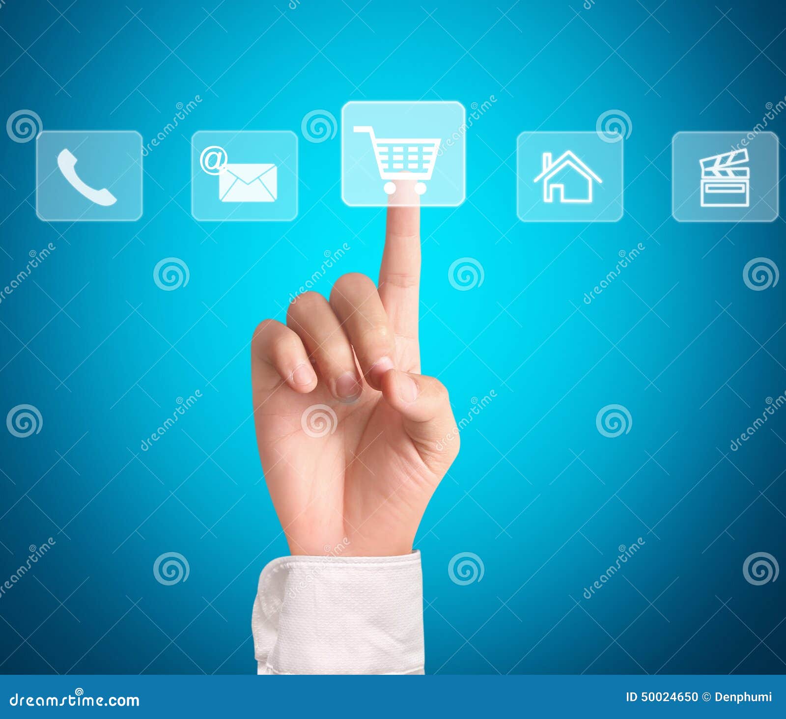 Man Pressing a Touchscreen Button Stock Photo - Image of interface ...