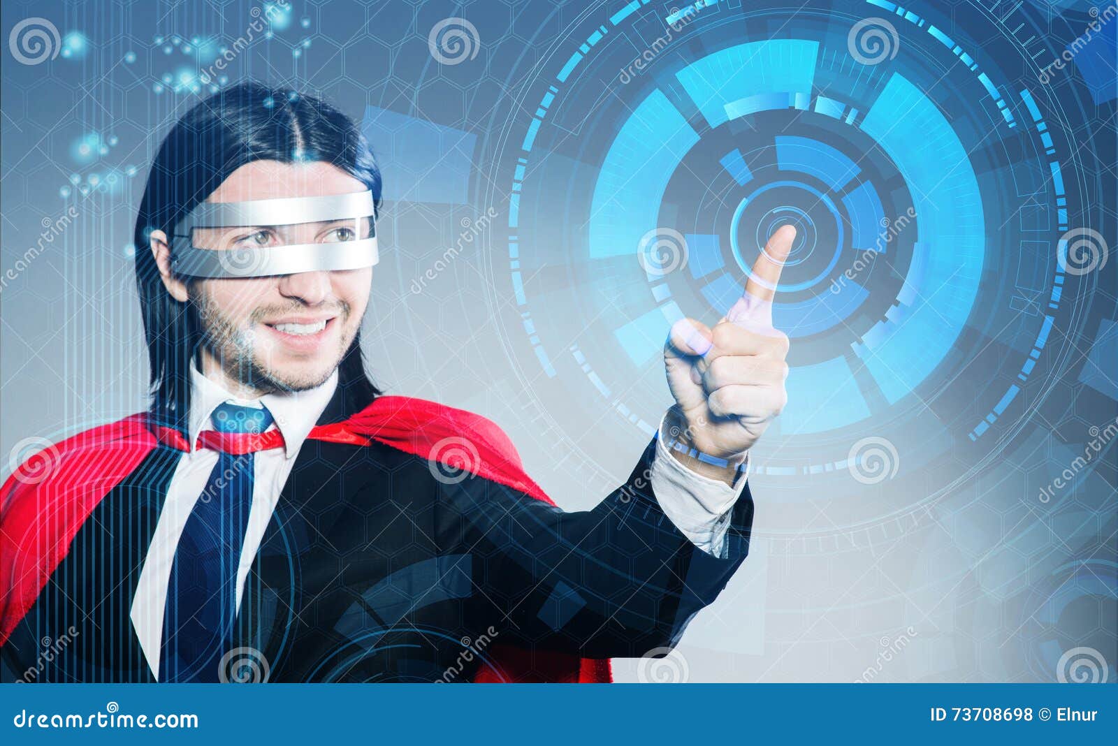 The Man Pressing Virtual Buttons in Futuristic Concept Stock ...