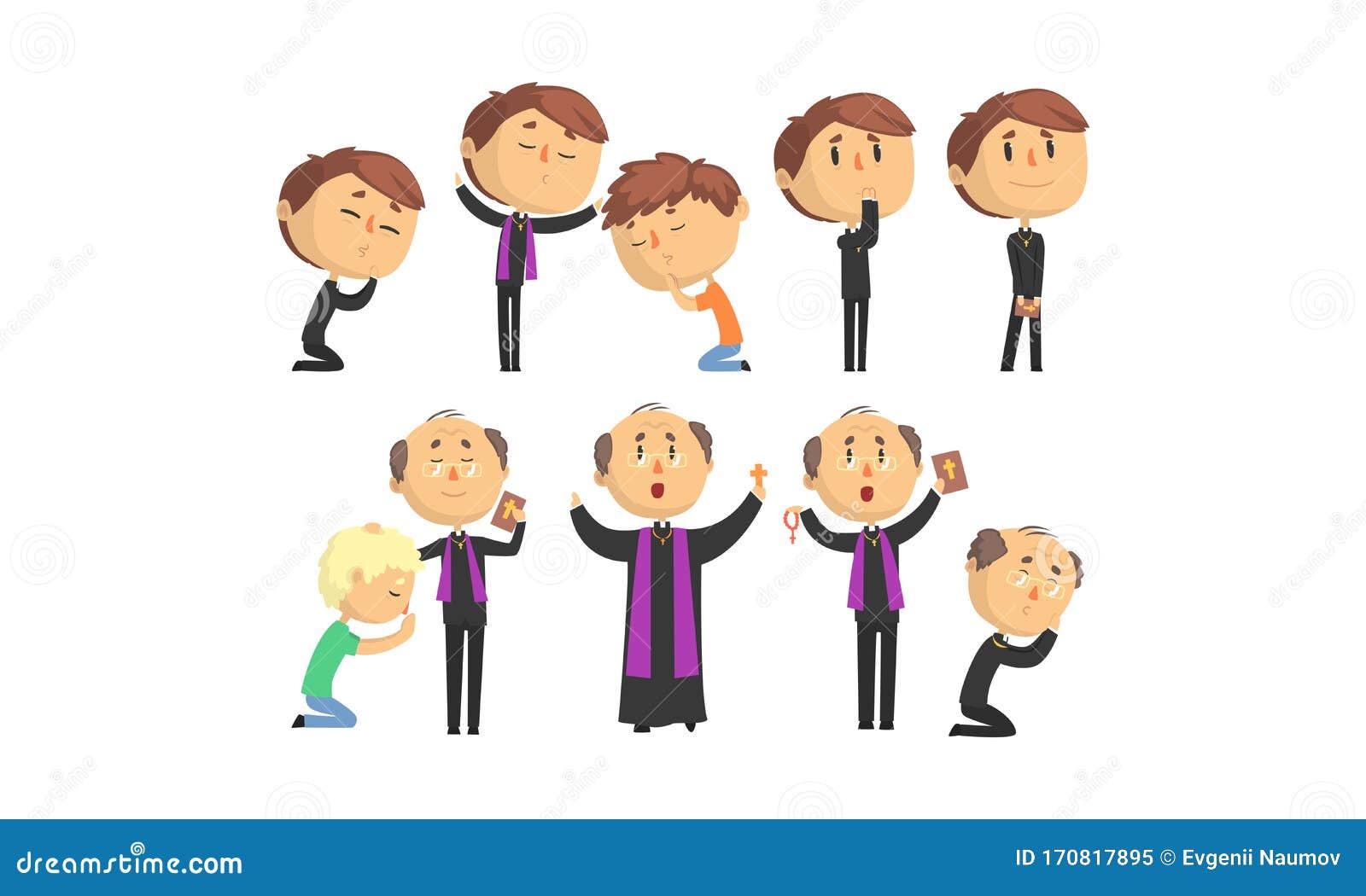 Man Priests Characters Collection, Catholic Preachers Blessing, Praying ...
