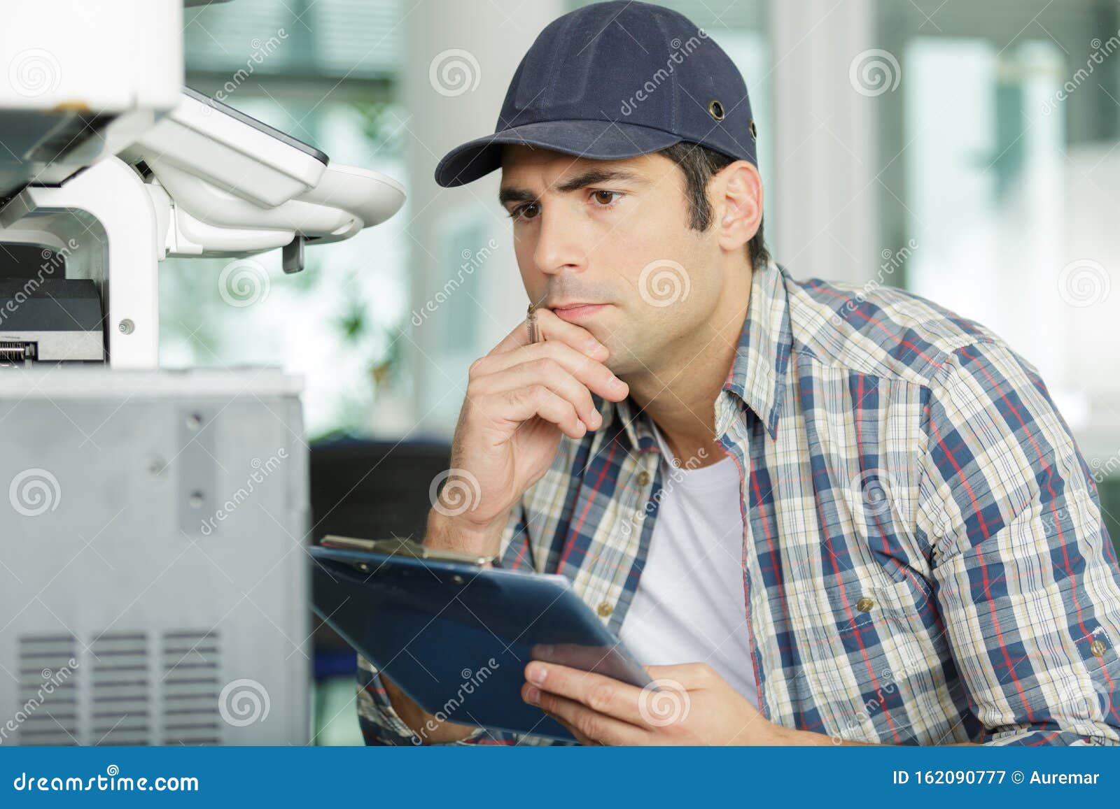 Man during Printer Repair Assistance Stock Image - Image of male ...