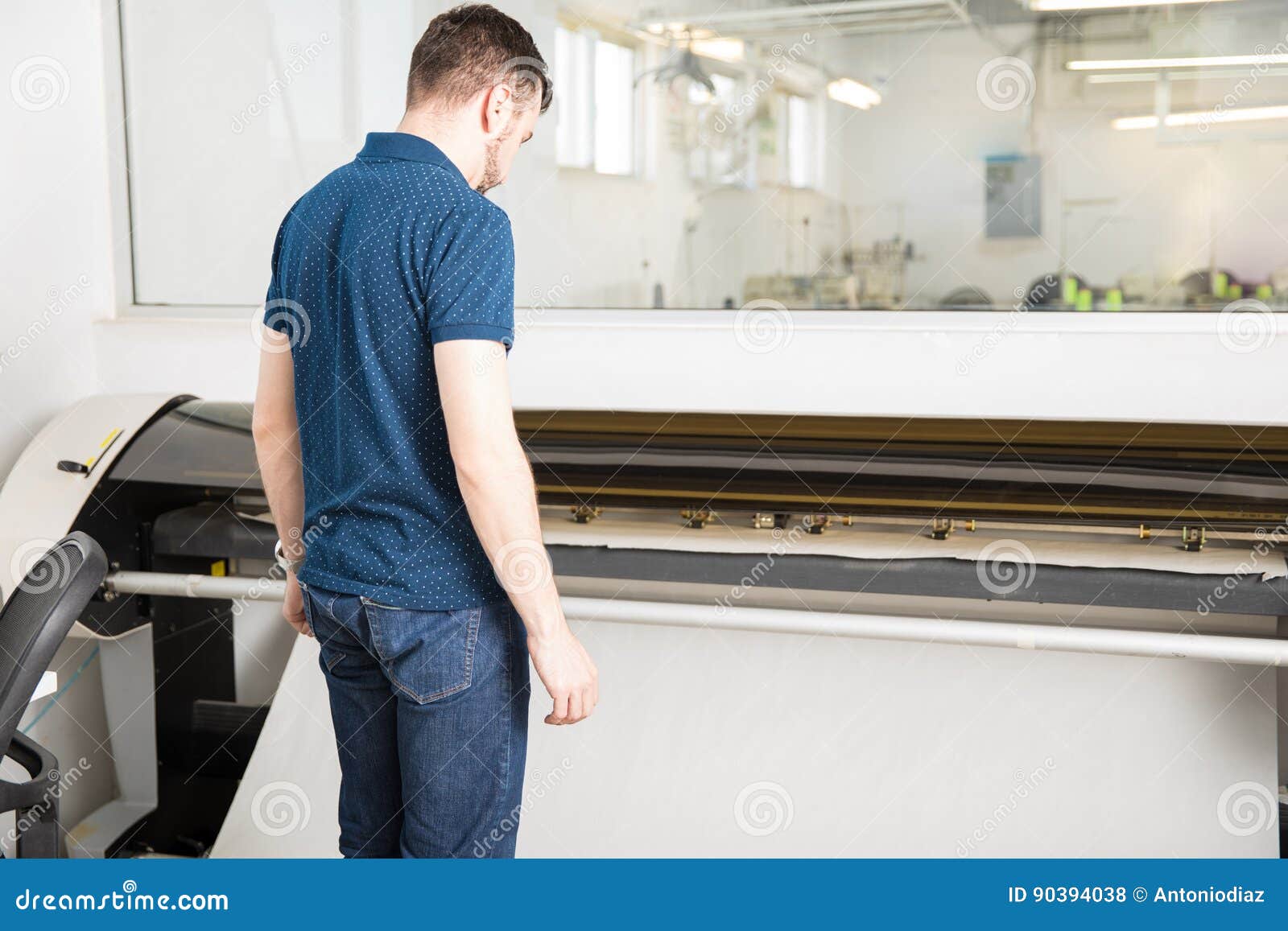 Man Printing in a Big Plotter Stock Photo - Image of space, attractive ...