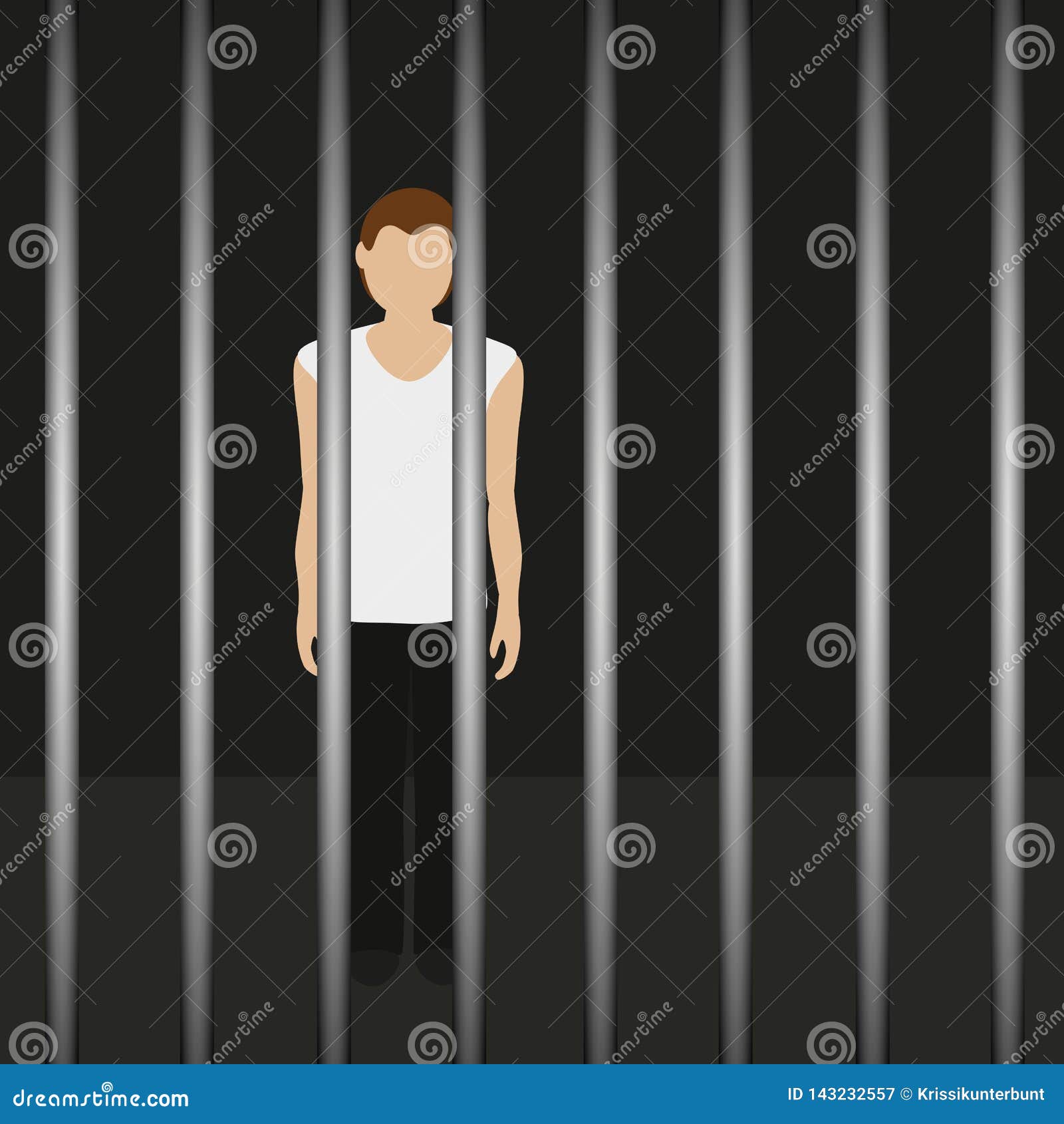 Man in a Prison Behind Jail Bars Stock Vector - Illustration of freedom ...