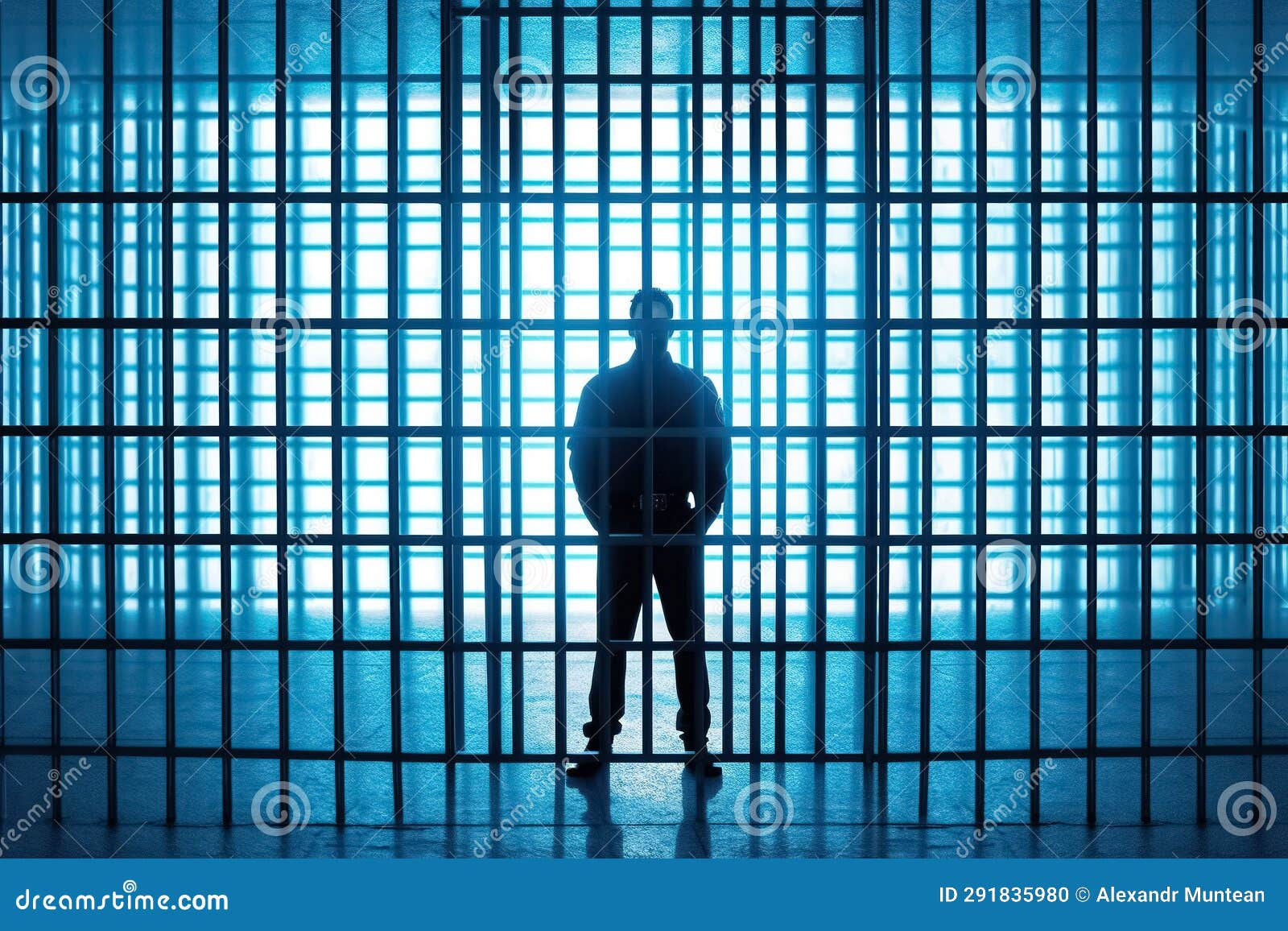 Man in prison. stock illustration. Illustration of dark - 291835980