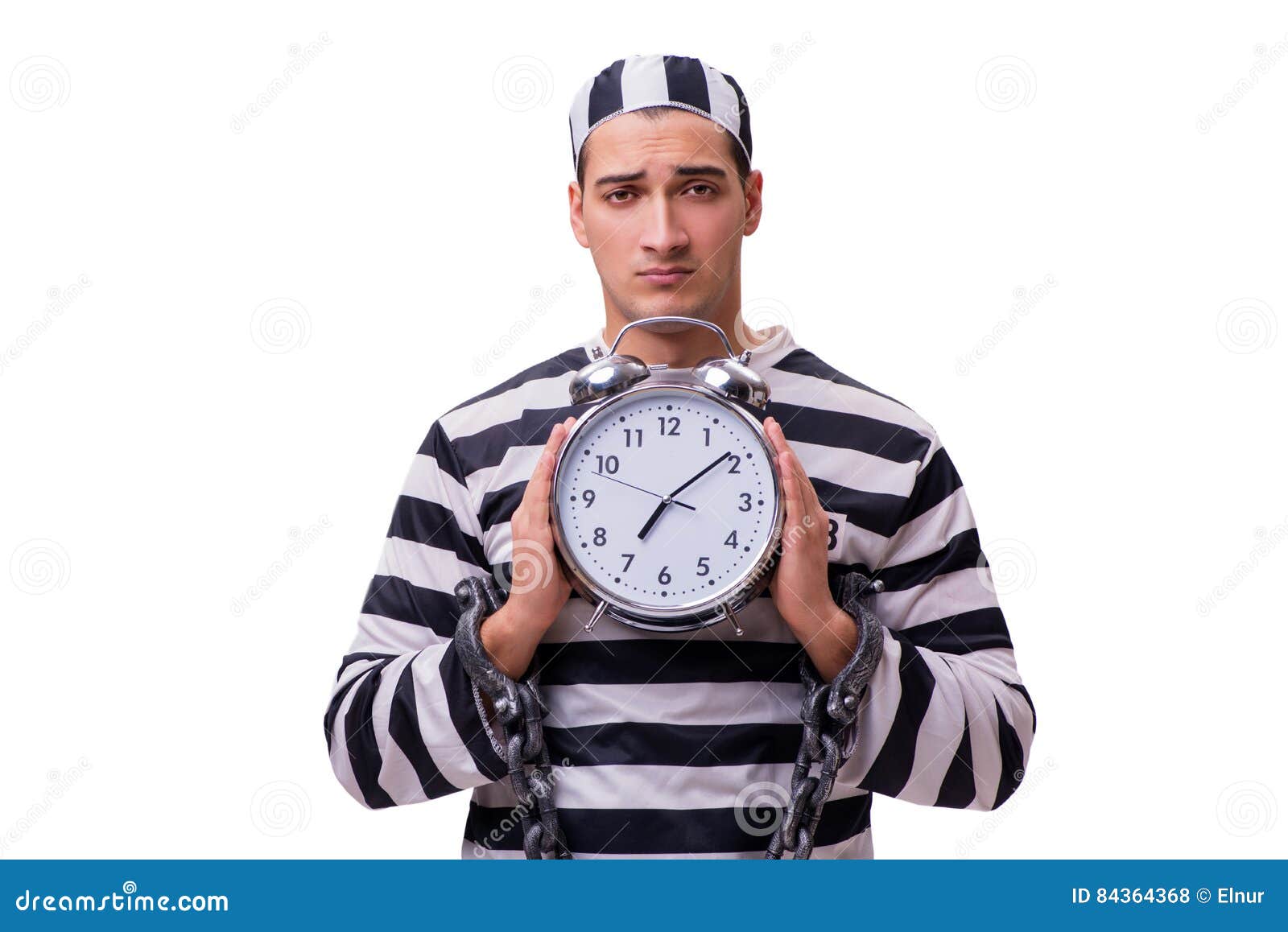 The Man Prisoner with Clock Isolated on White Stock Photo - Image of ...