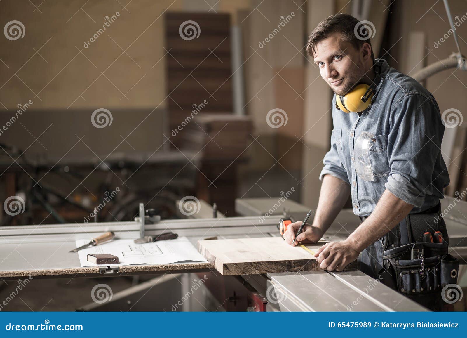 Man in Private Carpentry Workshop Stock Image - Image of knowledge ...