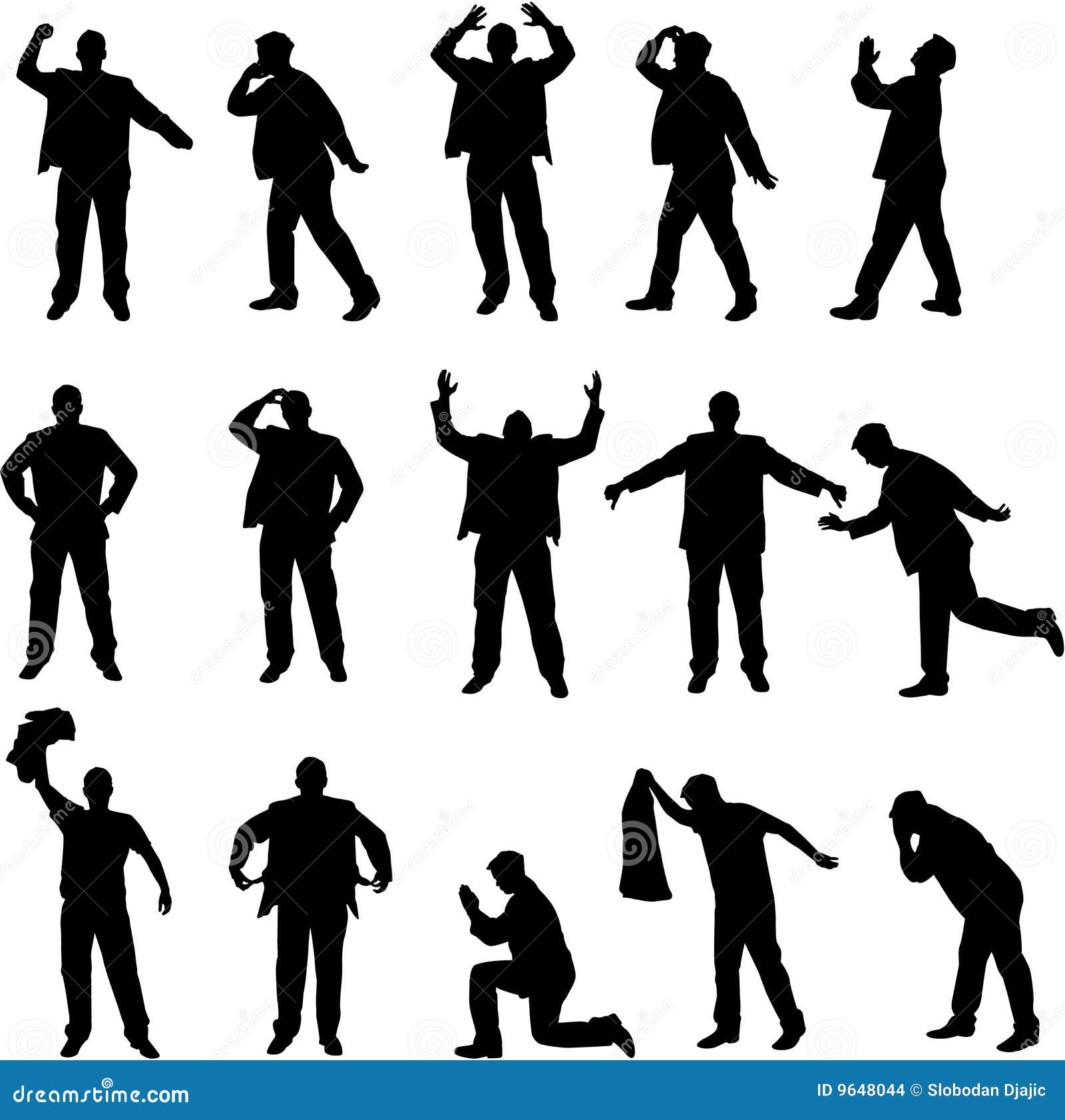 Man in Problems Silhouettes Stock Vector - Illustration of mood, person ...