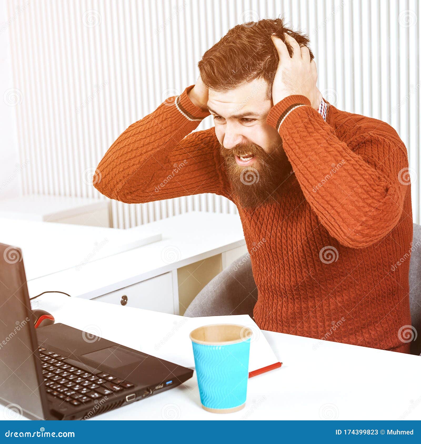 Man with Problems and Stress in the Office. Office Manager Raising ...