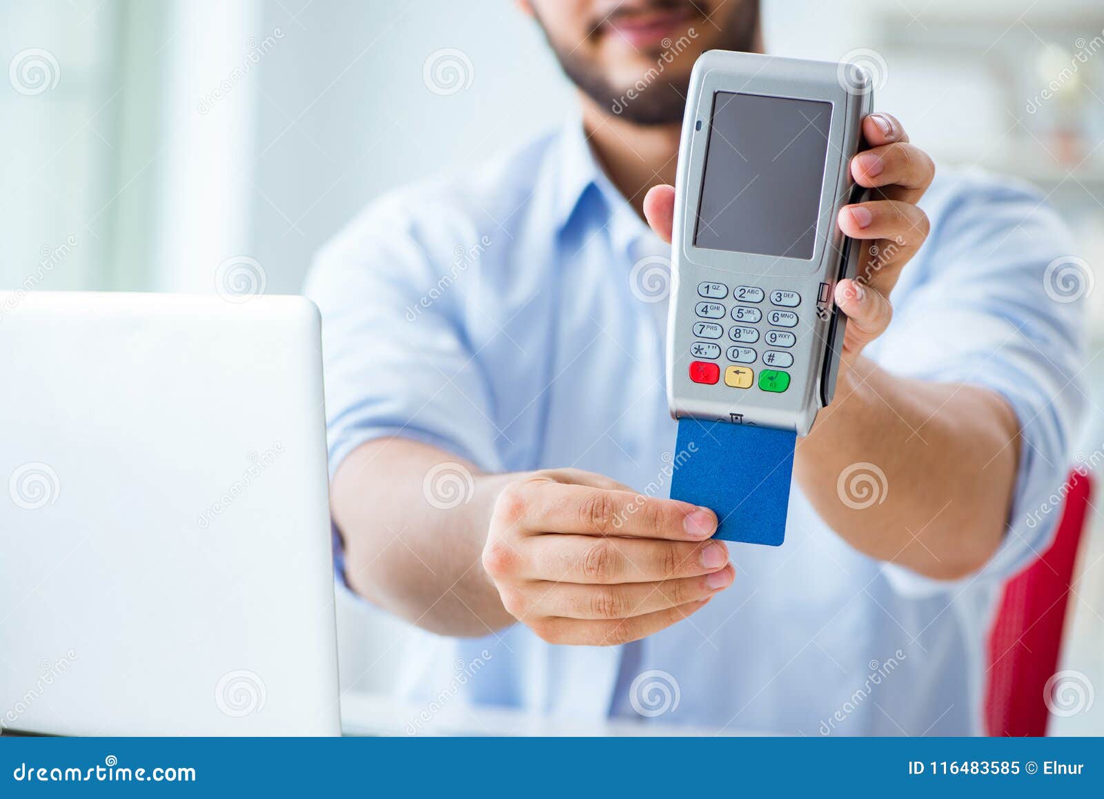 The Man Processing Credit Card Transaction with Pos Terminal Stock ...