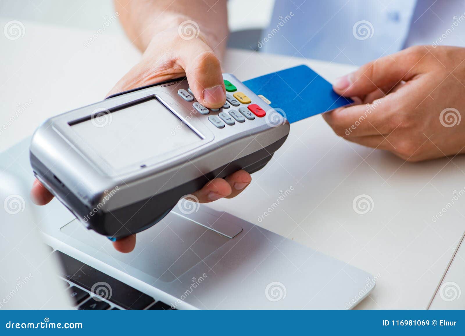 The Man Processing Credit Card Transaction with Pos Terminal Stock ...